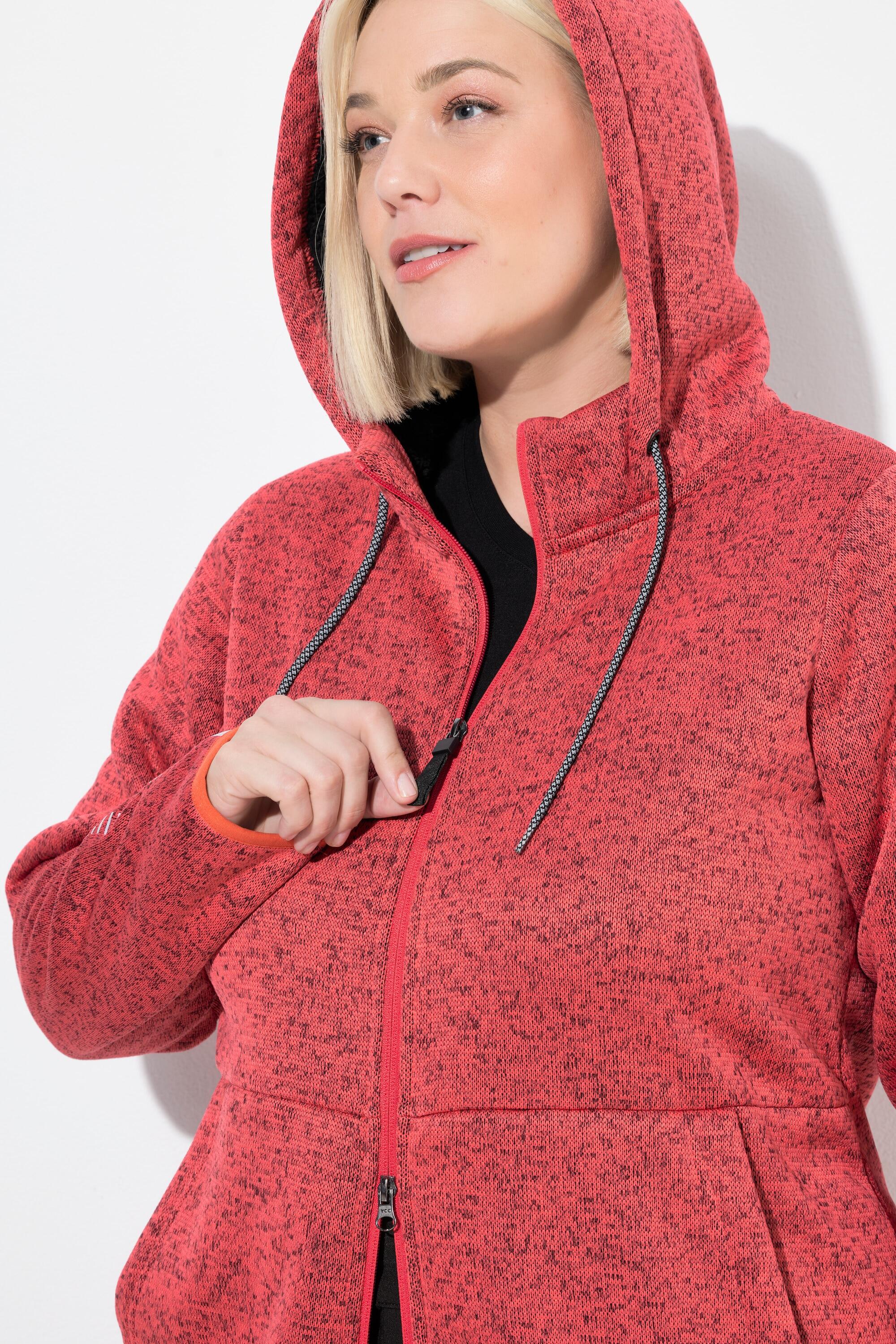 Women's Fleece Jacket Lined ORANGE, Two-Way Zip, Reflector ULLA POPKEN ...