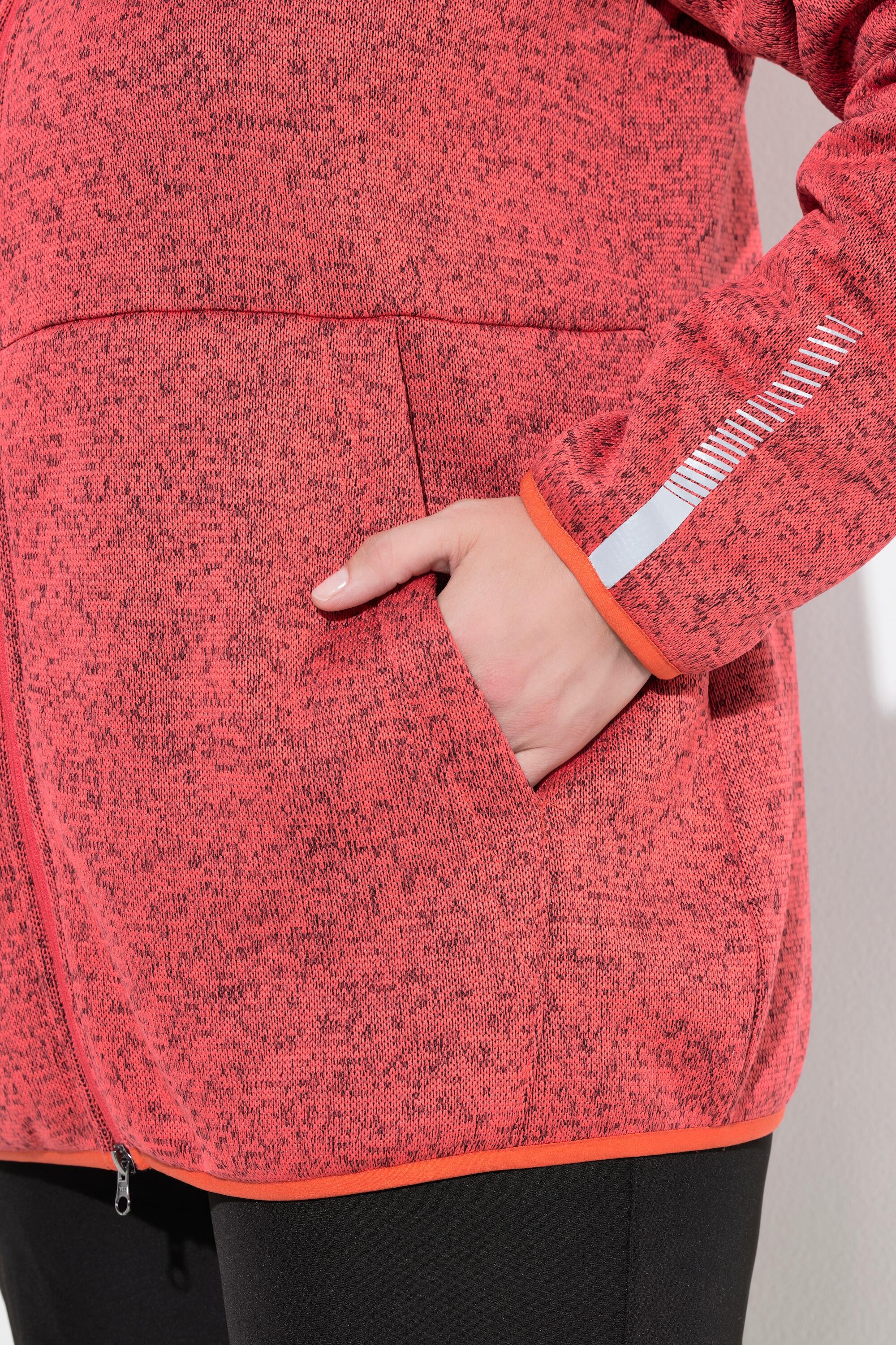 Women's Fleece Jacket Lined ORANGE, Two-Way Zip, Reflector ULLA POPKEN ...