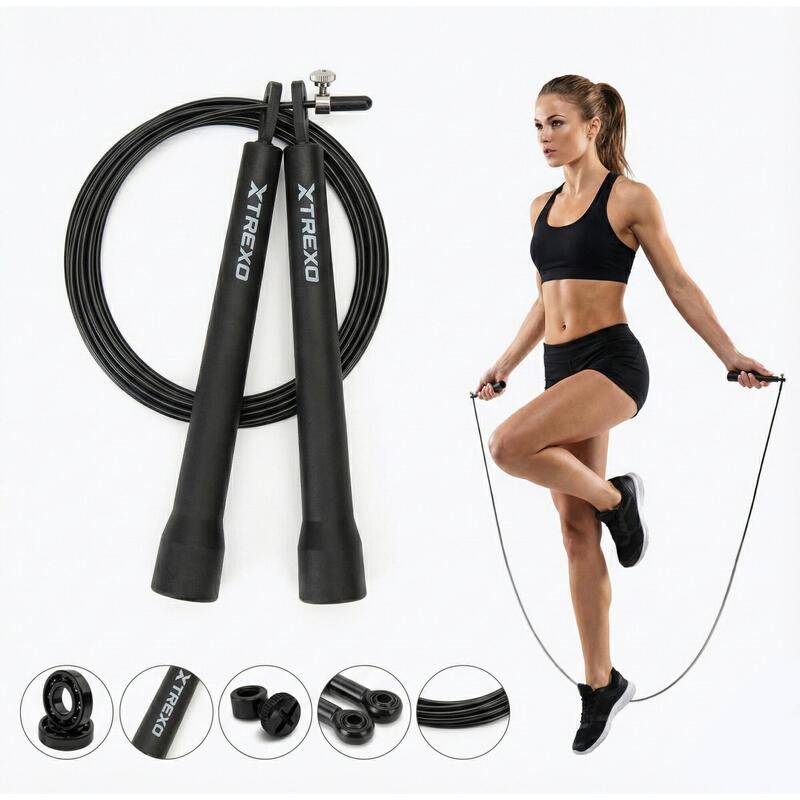 Corde à sauter XTREXO Basic+, noire XTREXO | Decathlon