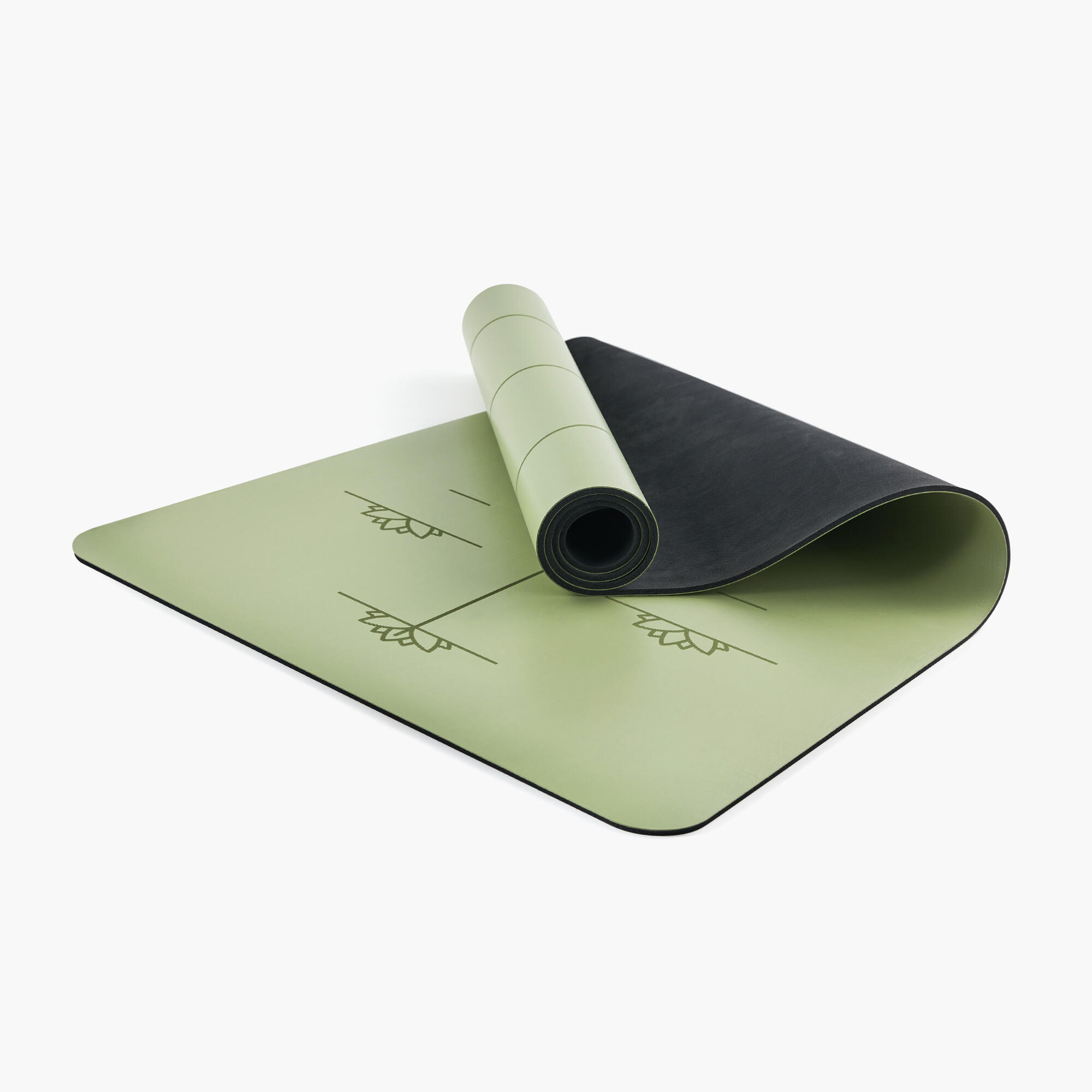 Yoga Ausrichtungs-Matte - Moosgrün | Decathlon