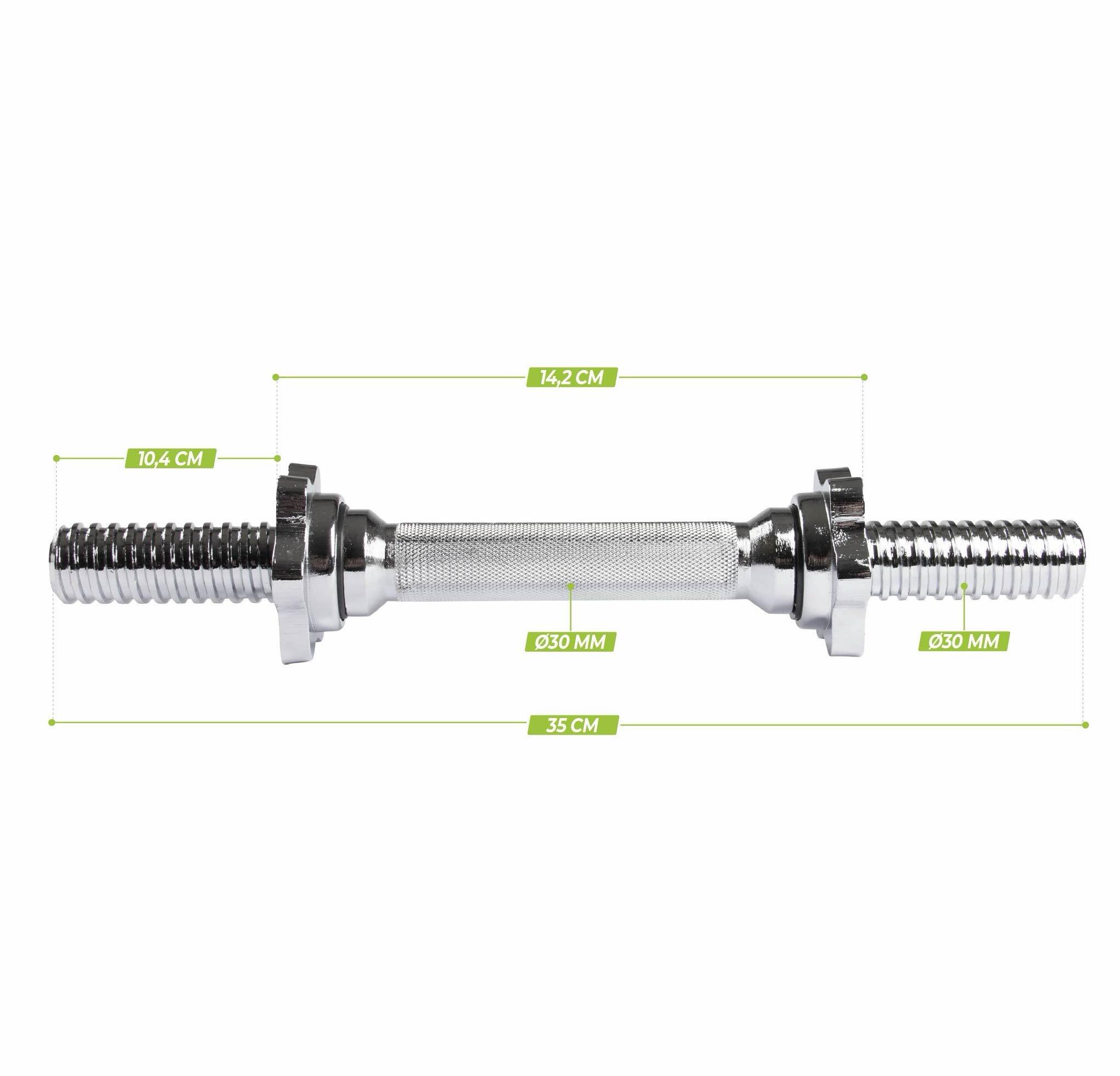 Dumbbell Bar - Barbell Bar with Screw Lock - 30 mm - 35 cm VIRTUFIT ...
