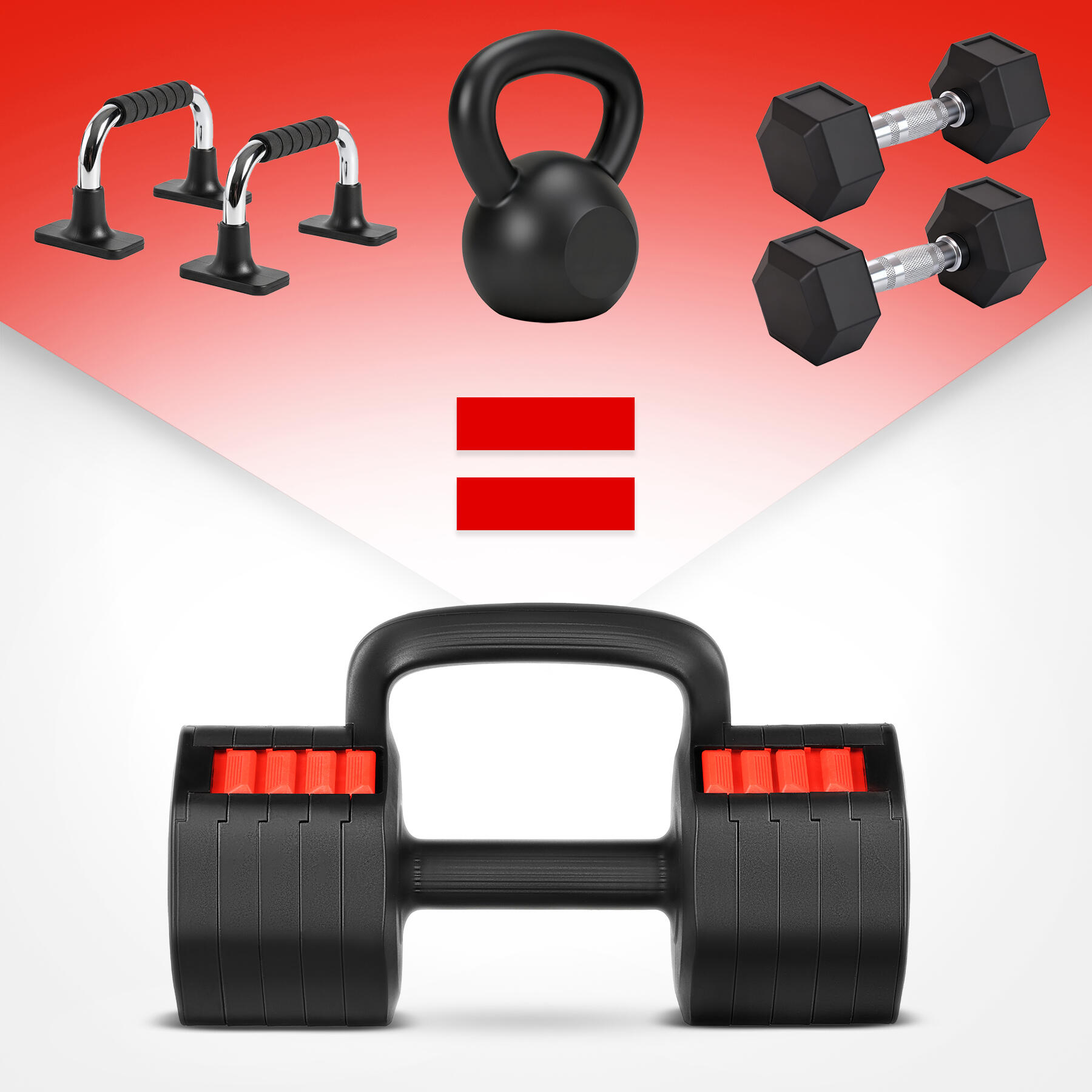 Verstelbare halter met push-up- en kettlebell-steun HL05 3-in-1 HMS ...