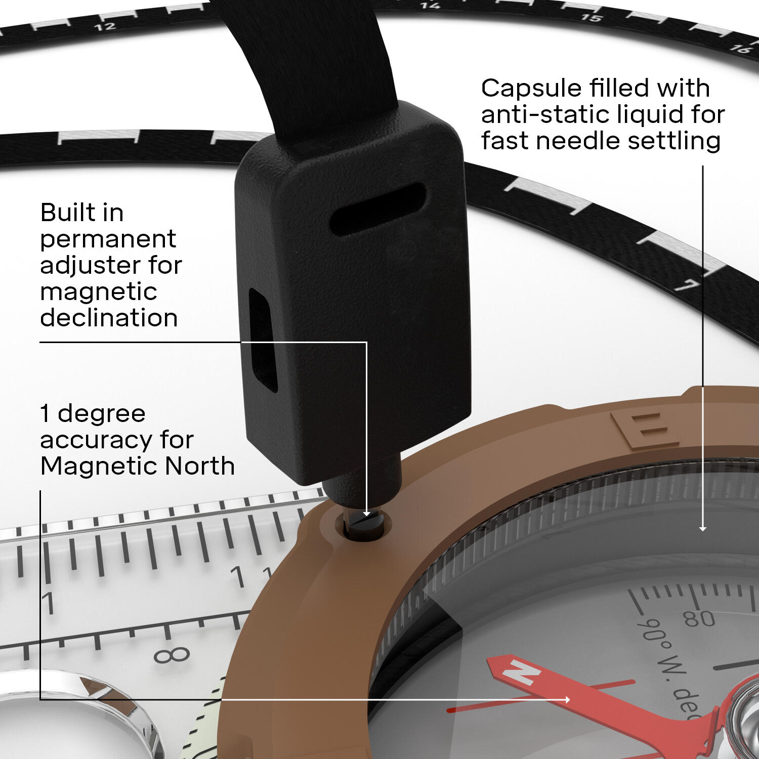 Advanced base plate navigation compass No. 5 with map measuring scales ...
