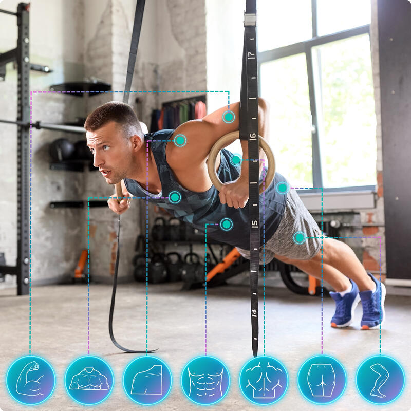 REVITY - Inele gimnastica din lemn Revity Gym Rings pentru exerciții cu ...