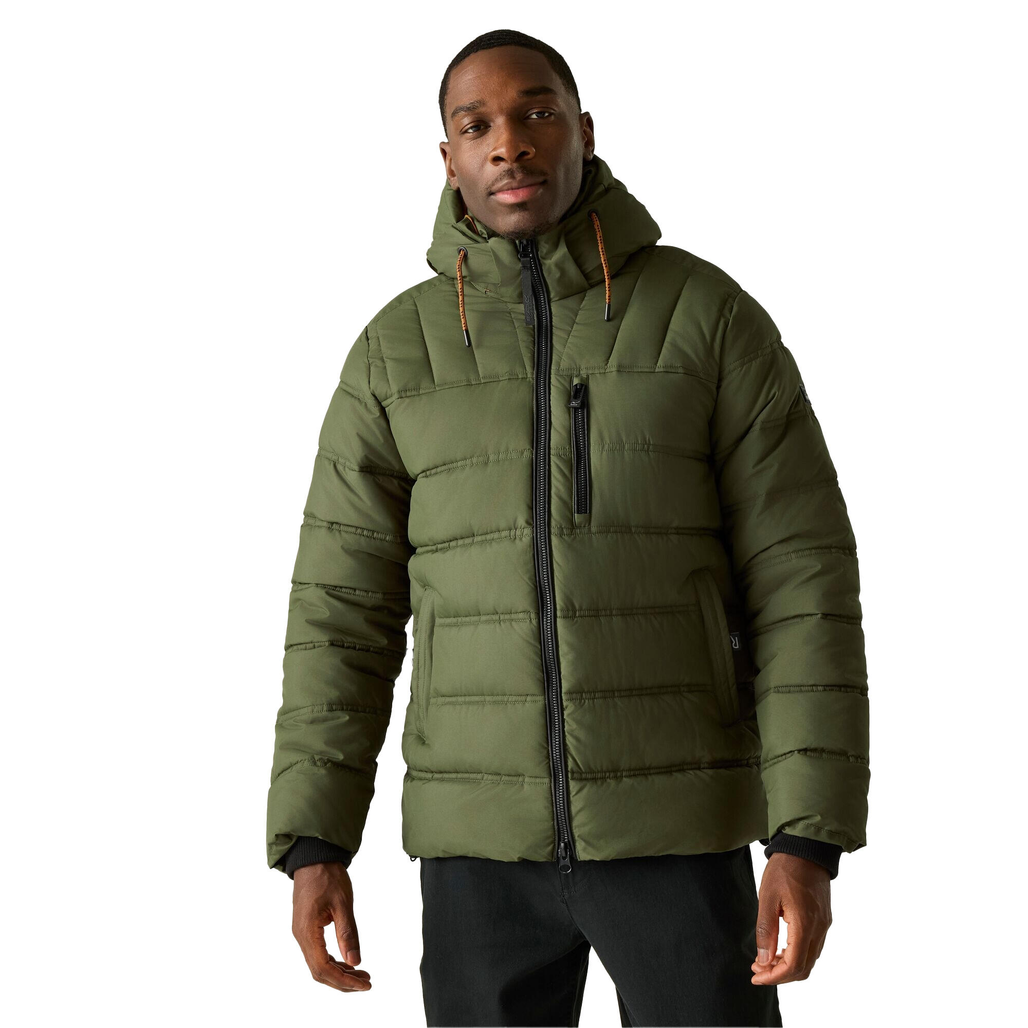 Mens Leeshaw Padded Jacket (Olive Night/Pumpkin Spice) REGATTA | Decathlon