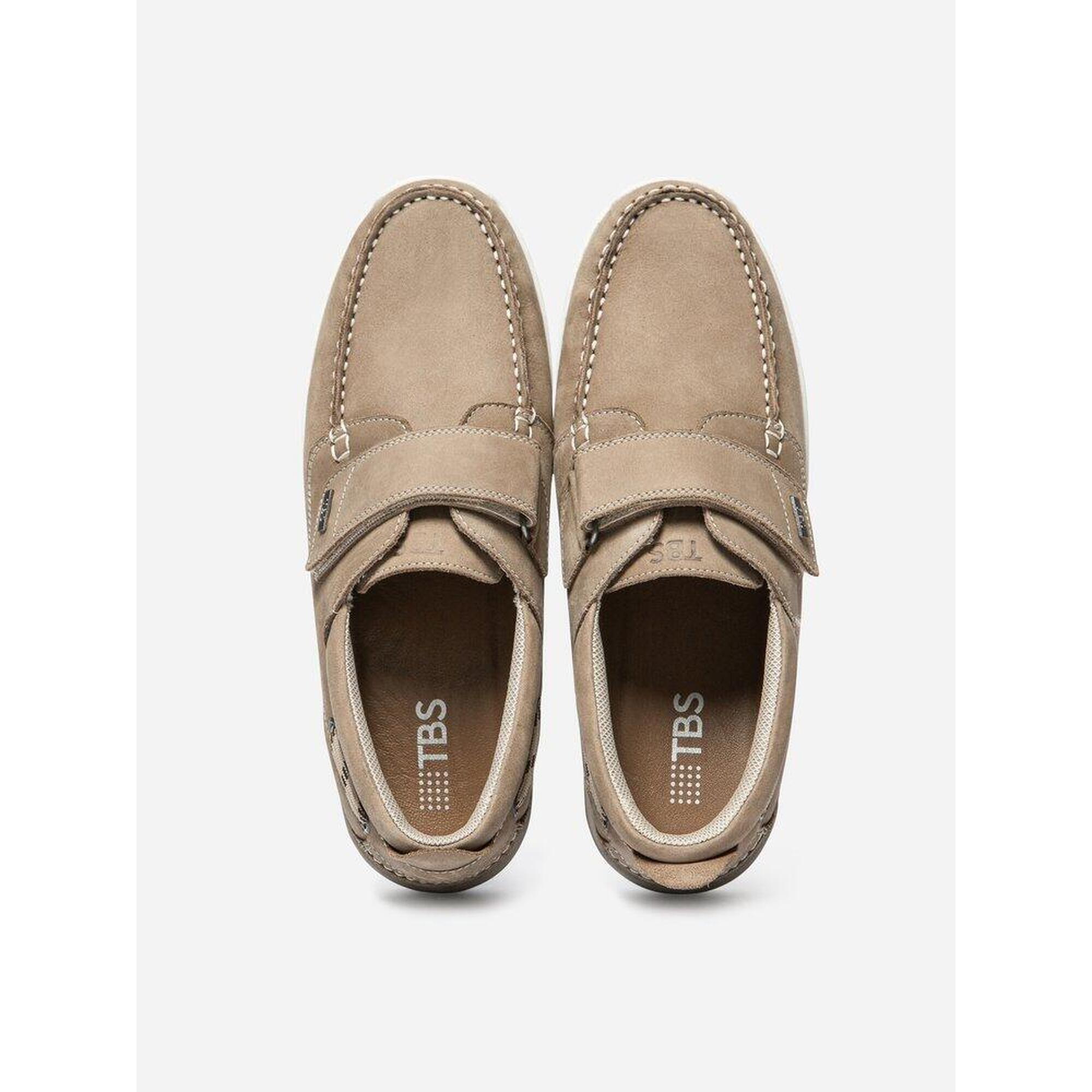 1973 Chaussures bateau homme MATVELC Beige Velcro talon 40 mm TBS ...