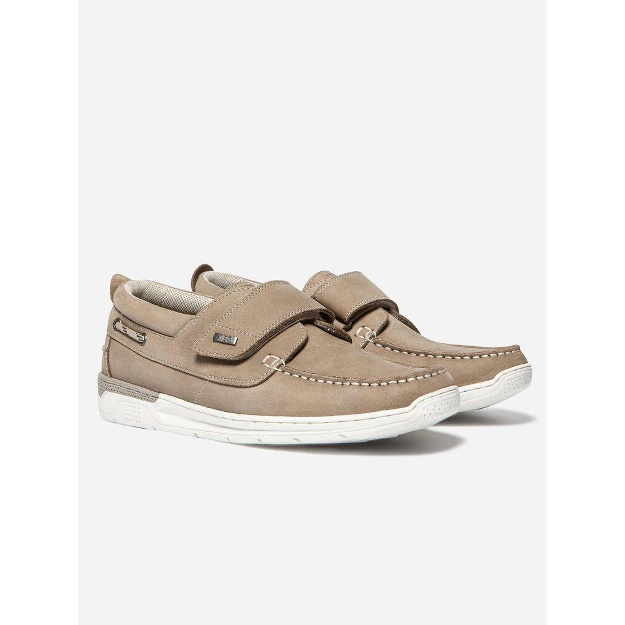 1973 Chaussures bateau homme MATVELC Beige Velcro talon 40 mm TBS ...