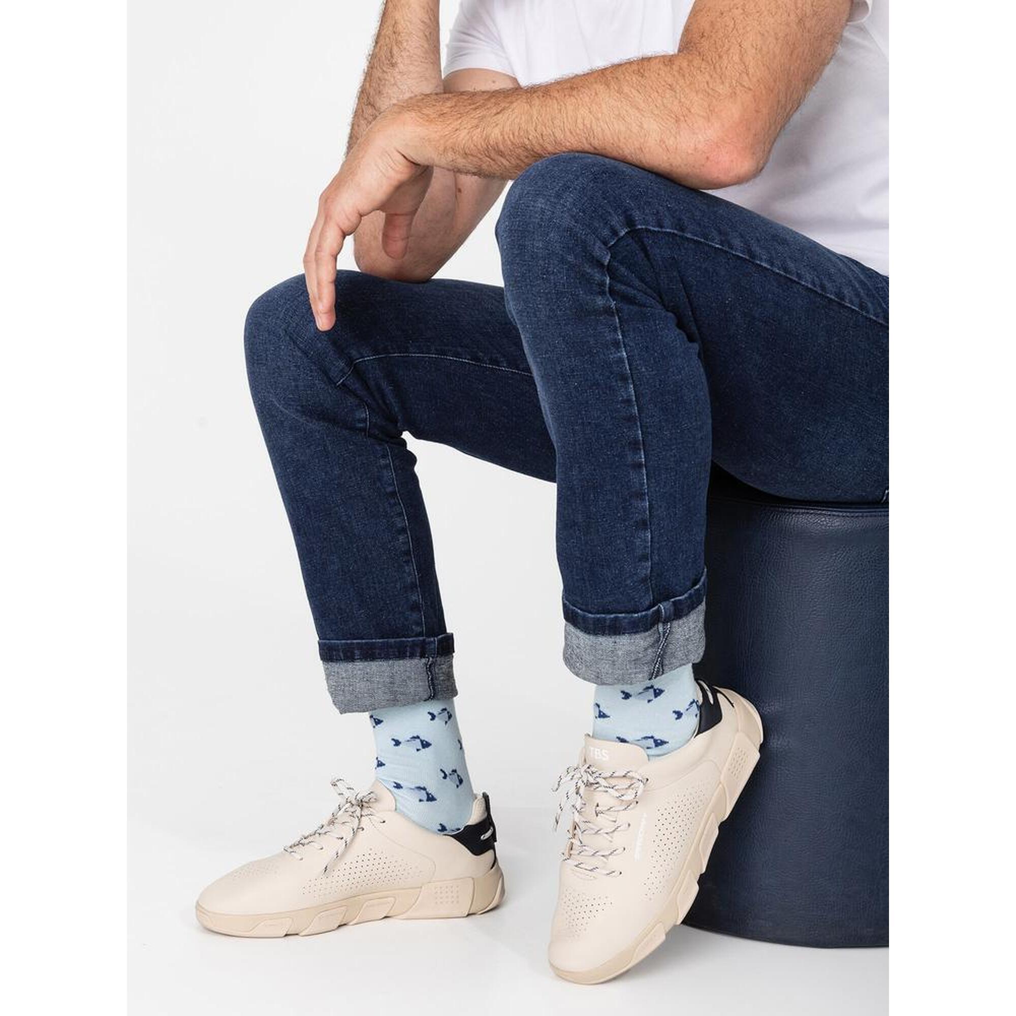 Baskets homme JAZAIRY Bleu/Jaune en cuir - Talon 40 mm TBS | Decathlon