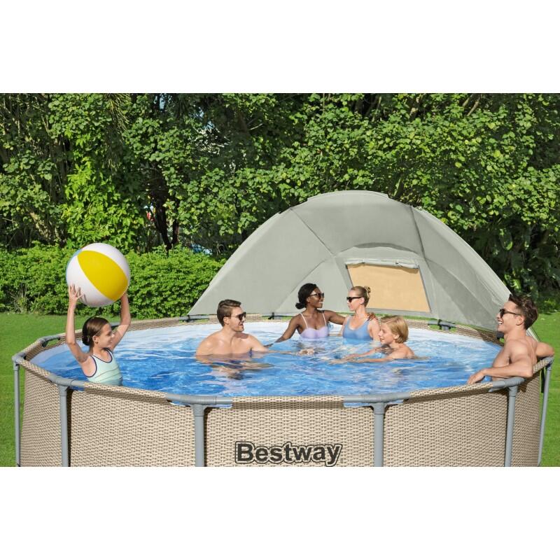 Bestway Piscine hors sol ronde Power Steel avec auvent 396x107cm rotin ...