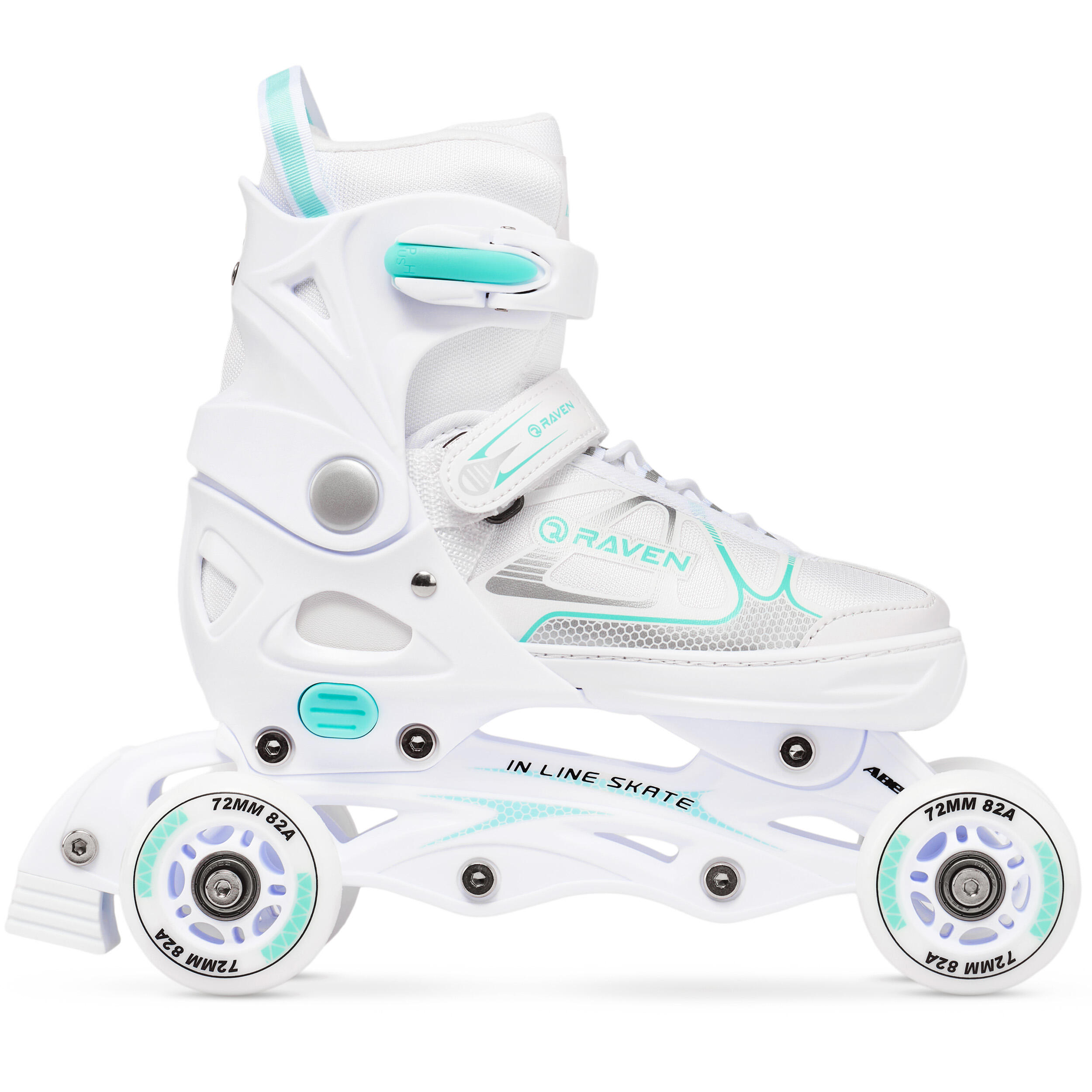 Patines 3 en 1 ajustables Spirit Blanco/Menta RAVEN | Decathlon