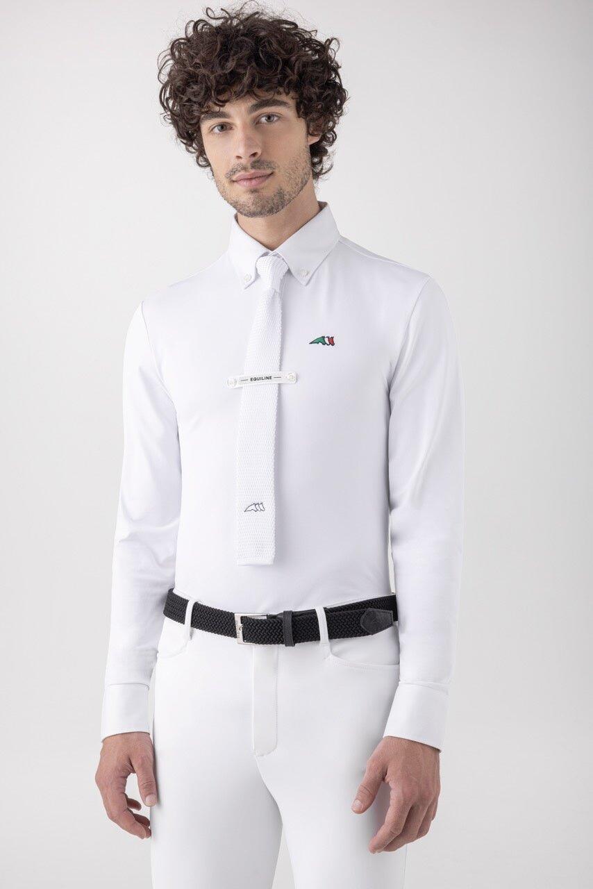 Equiline David Wedstrijd Polo Long Sleeves Wit - EQUILINE | Decathlon