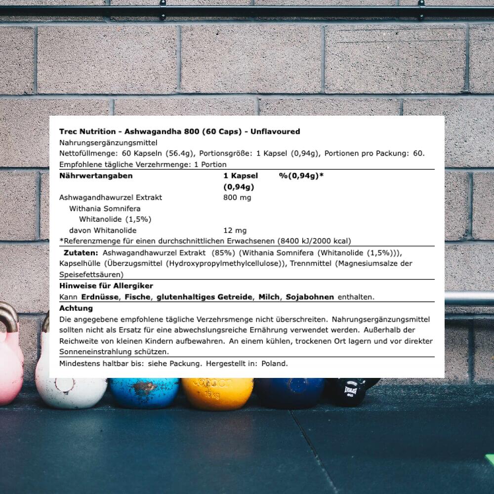 Trec Nutrition Ashwagandha 800 (60 Caps) Unflavoured TREC NUTRITION ...
