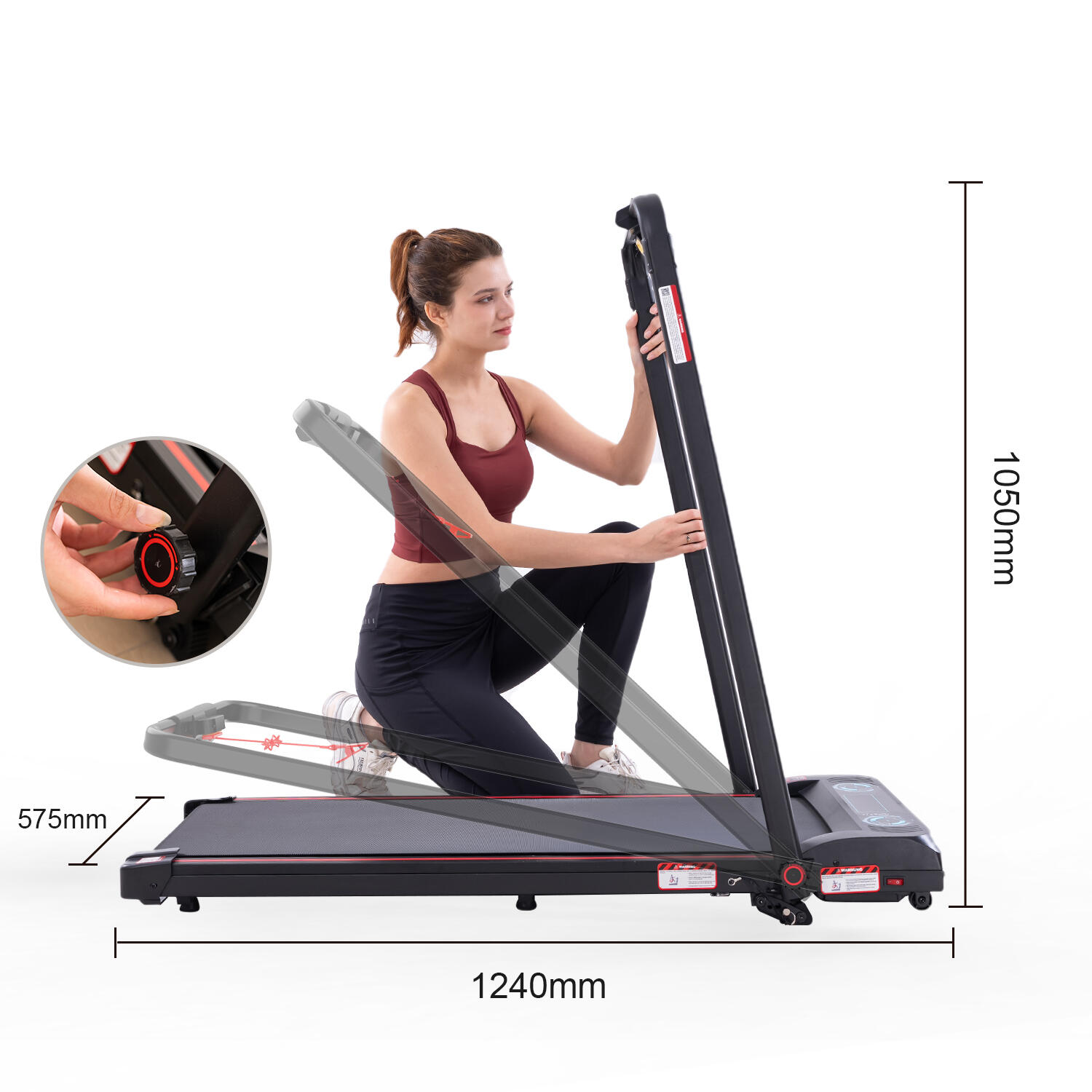 Folding and Incline Treadmill 13.41%-1400W-8KM/H-Remote Control-LED ...