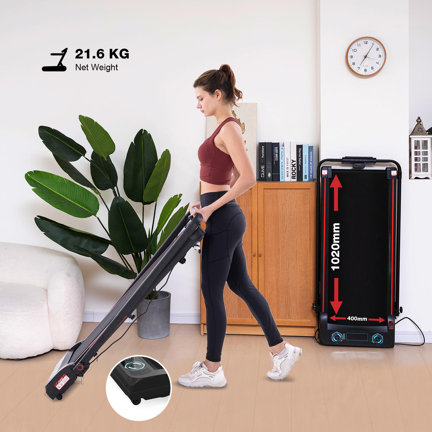Folding and Incline Treadmill 13.41%-1400W-8KM/H-Remote Control-LED ...
