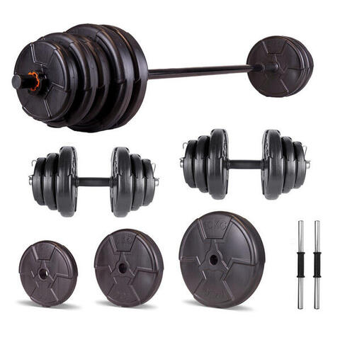 PROGRESSIVE - Set haltera si gantere reglabile de 70 KG, 2 bare de 40cm ...
