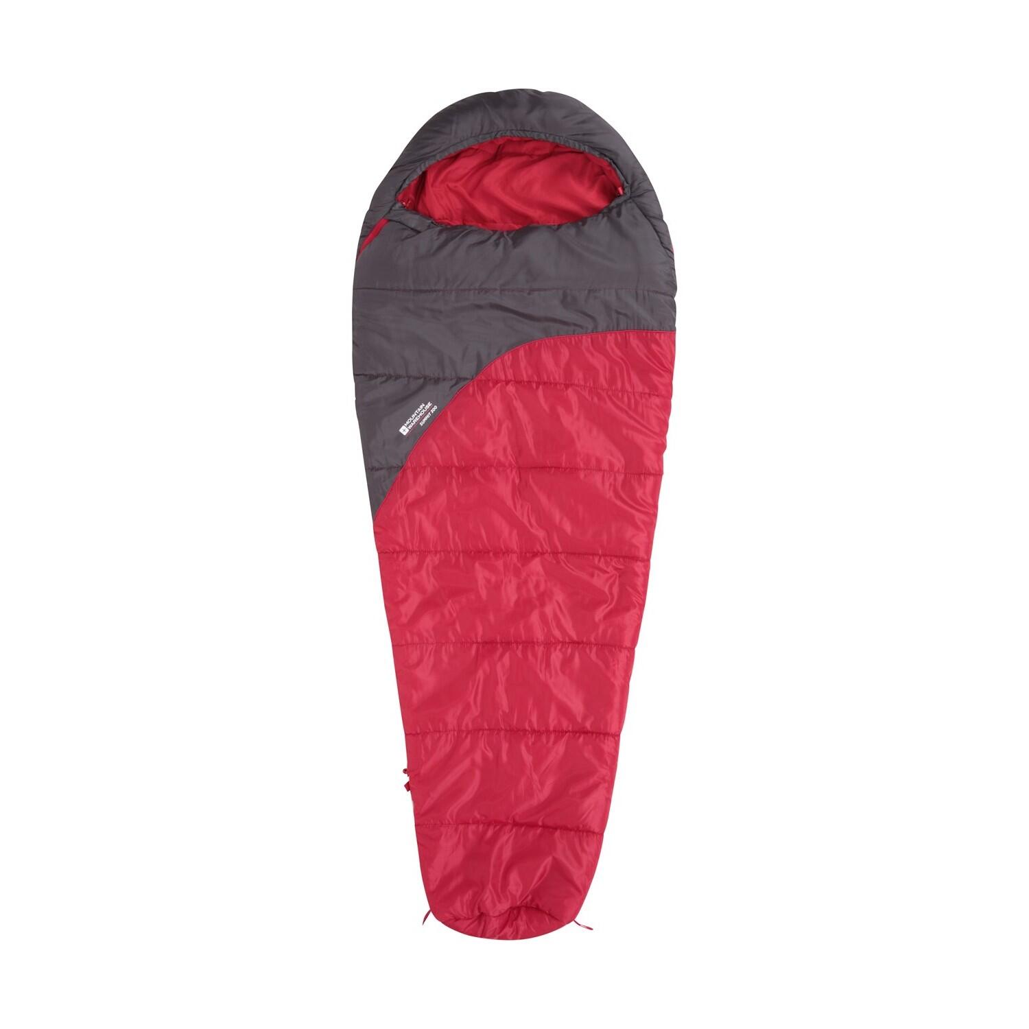 Summit 300 Right Zip Mummy Sleeping Bag (Dark Red) MOUNTAIN WAREHOUSE ...