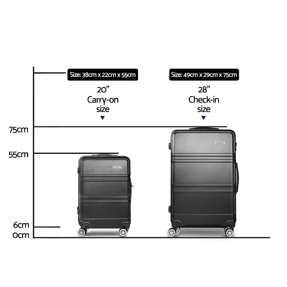 Wanderlite 2pc Luggage Trolley Set Suitcase Travel TSA Hard Case ...