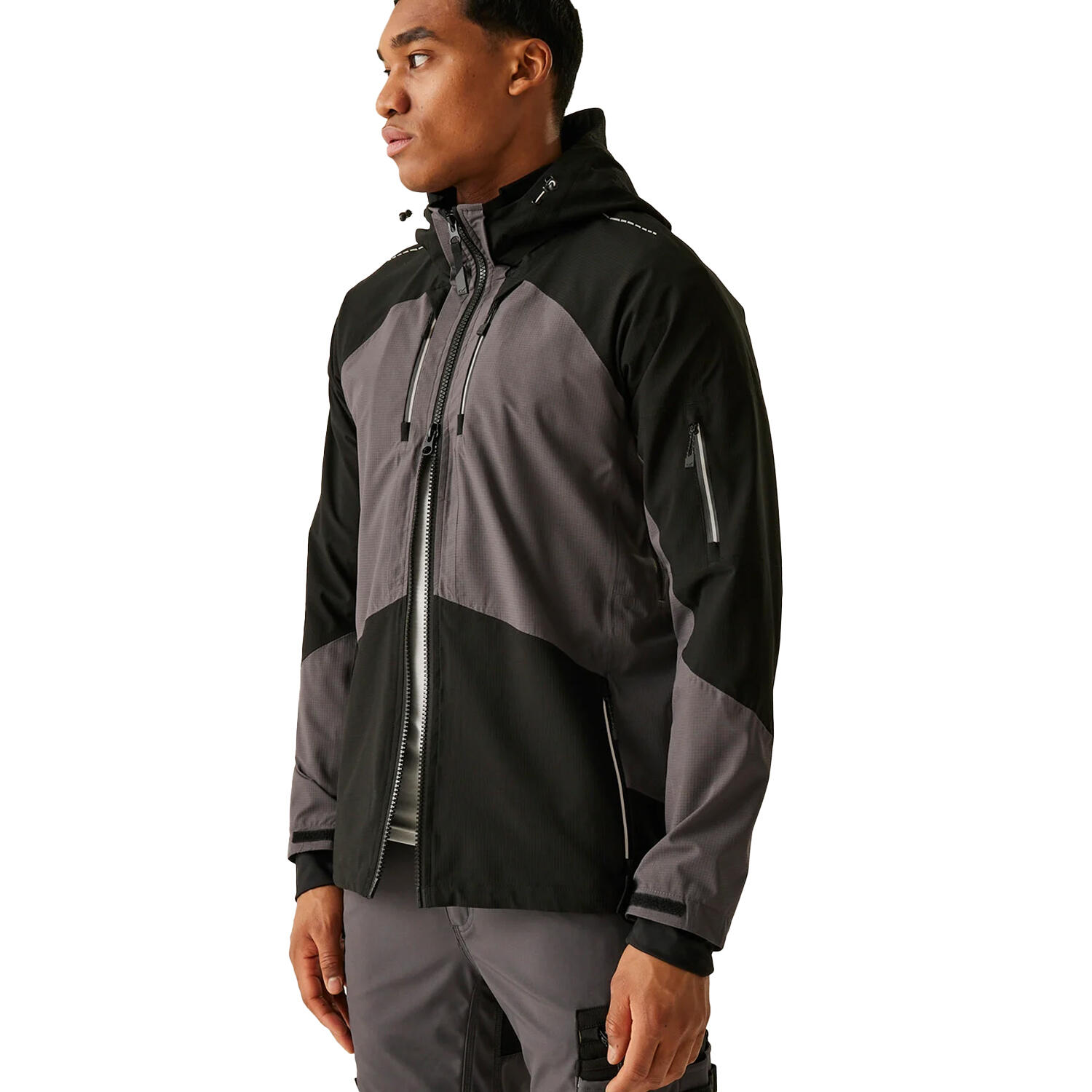 Mens 4 Way Stretch Waterproof Soft Shell Jacket (Slate Grey/Black ...