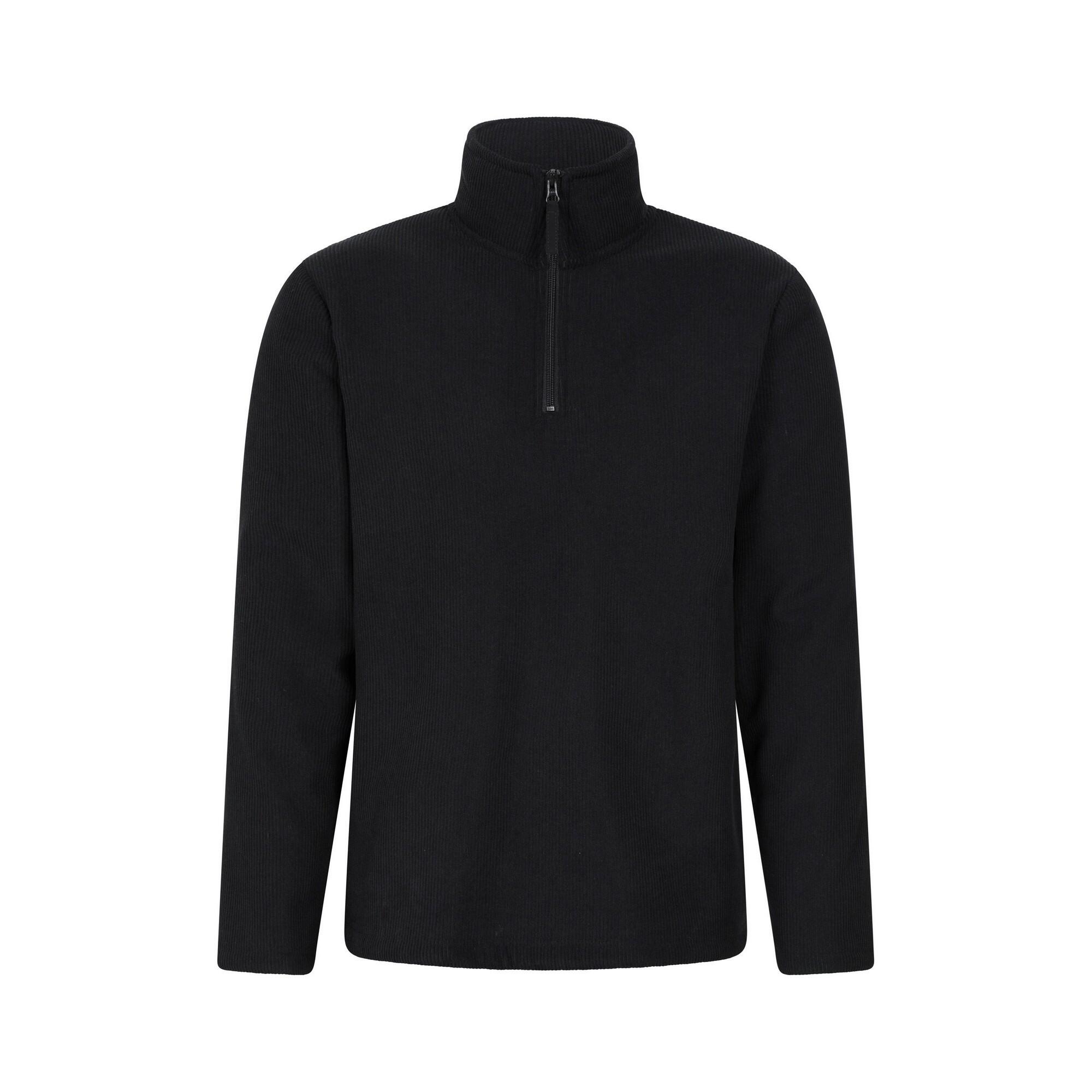 Mens Farland Fleece Lined Half Zip Midlayer (Black) MOUNTAIN WAREHOUSE ...