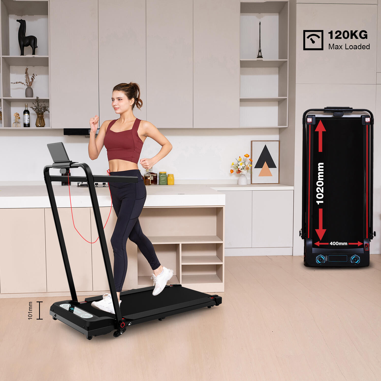 Laufband Klappbares und neigungsverstellbares (13,41 % Steigung)–1400 W ...