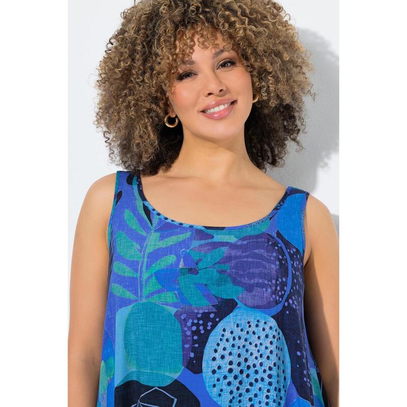 Femme Robe midi sans manches motif fougères et décolleté rond coupe ...