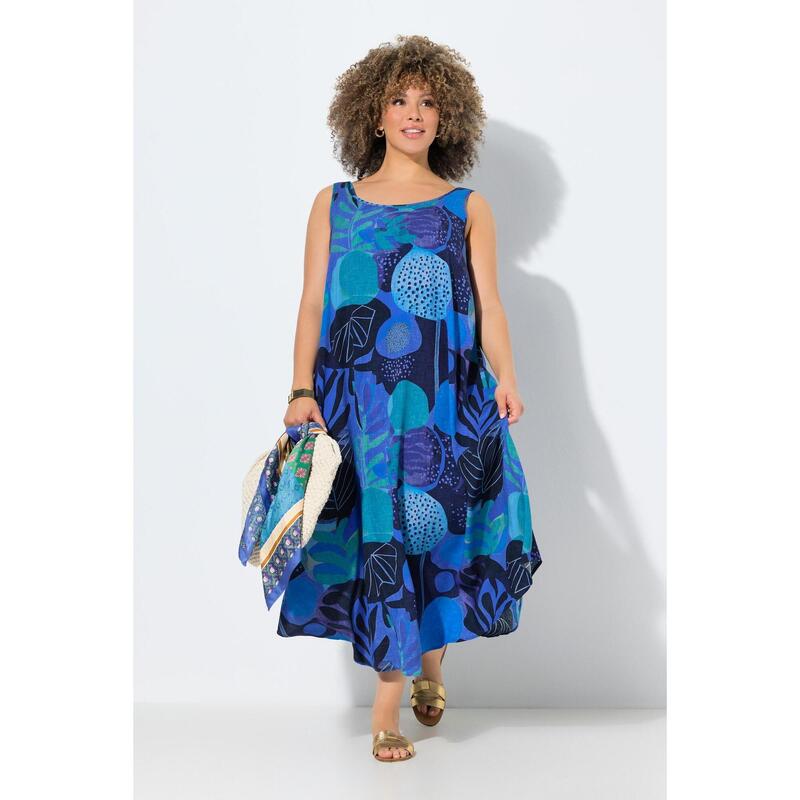 Femme Robe midi sans manches motif fougères et décolleté rond coupe ...