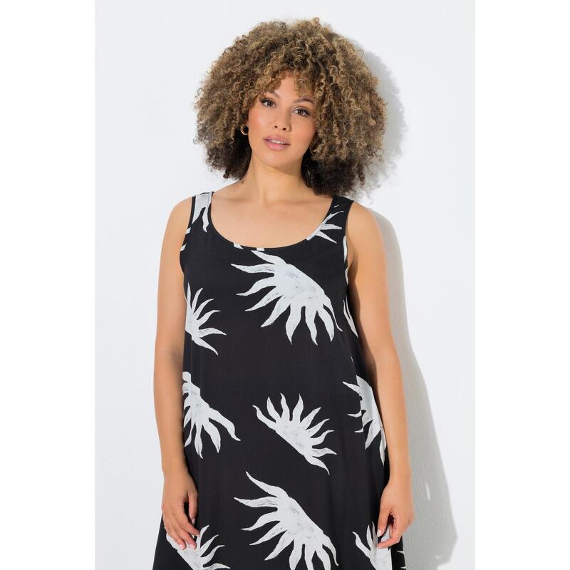 Femme Robe midi sans manches motif soleils décolleté rond et coupe ...