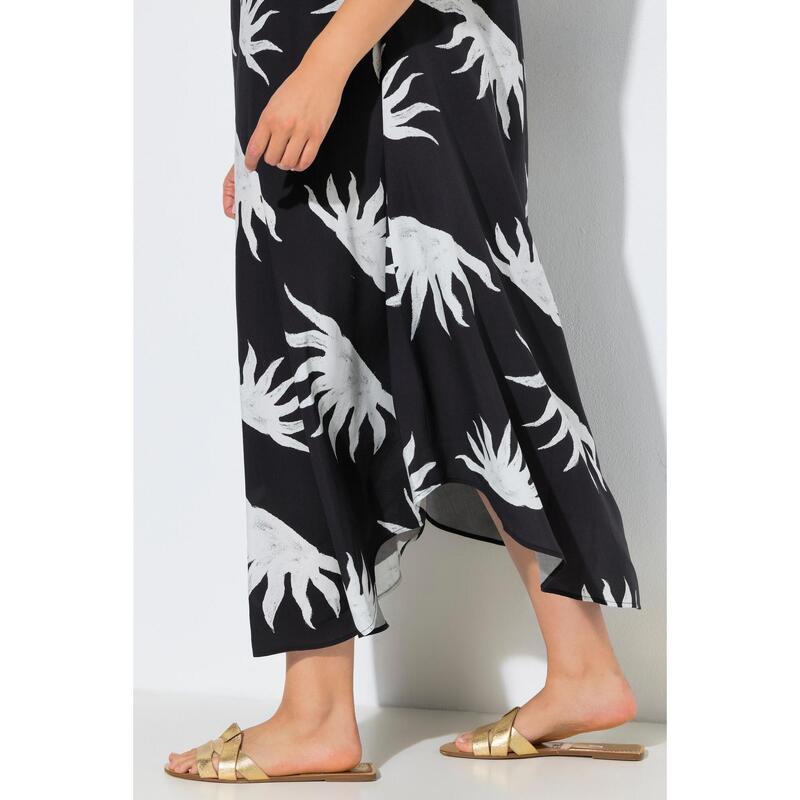 Femme Robe midi sans manches motif soleils décolleté rond et coupe ...