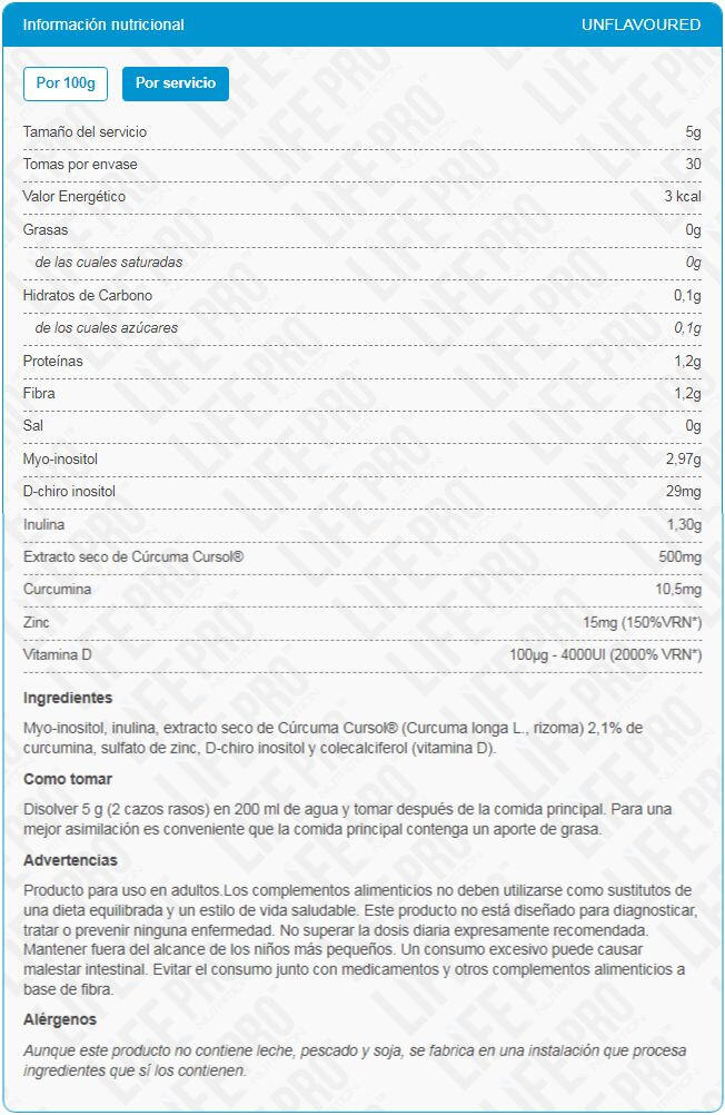 probióticos Life Pro OvaPro Myo Inositol 150g LIFEPROOF | Decathlon