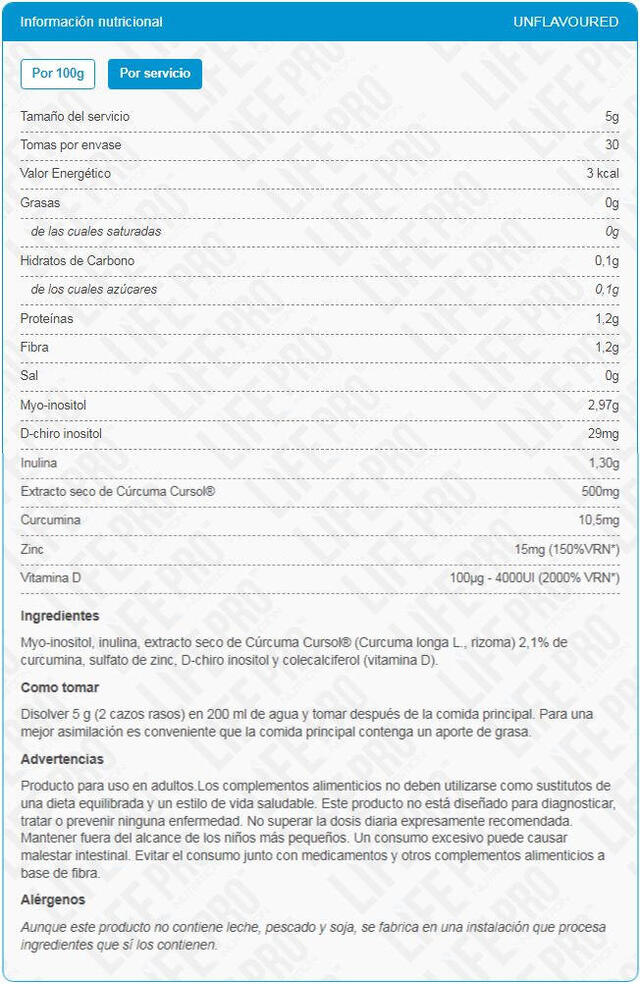 probióticos Life Pro OvaPro Myo Inositol 150g LIFEPROOF | Decathlon