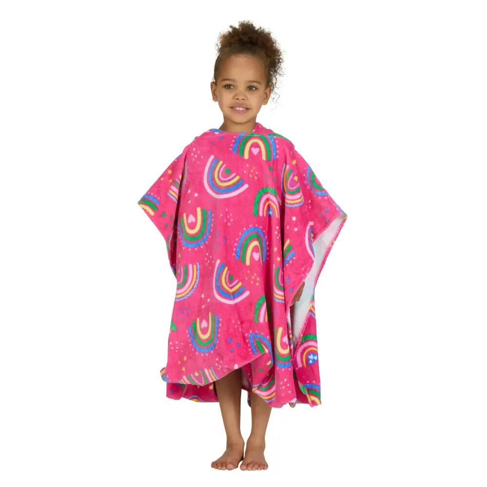 Zoggs Rainbow Magenta Kids Poncho Hooded Towel Robe - Pink | Decathlon