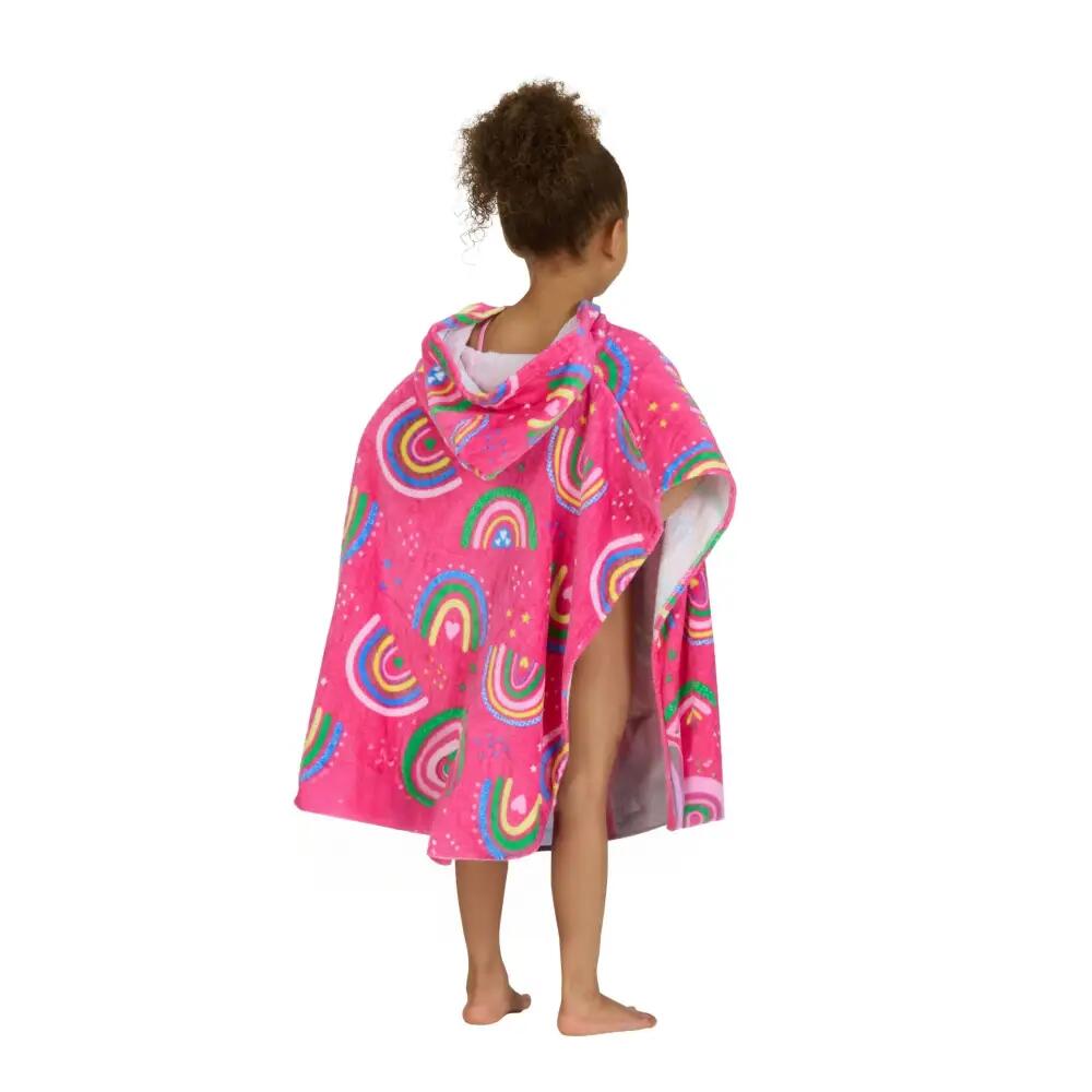 Zoggs Rainbow Magenta Kids Poncho Hooded Towel Robe - Pink | Decathlon