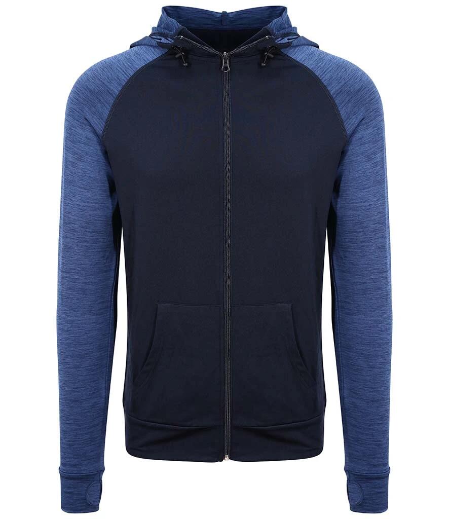 AWDis Cool Men’s Contrast Zoodie Full Zip Training Hoodie - Grey ...