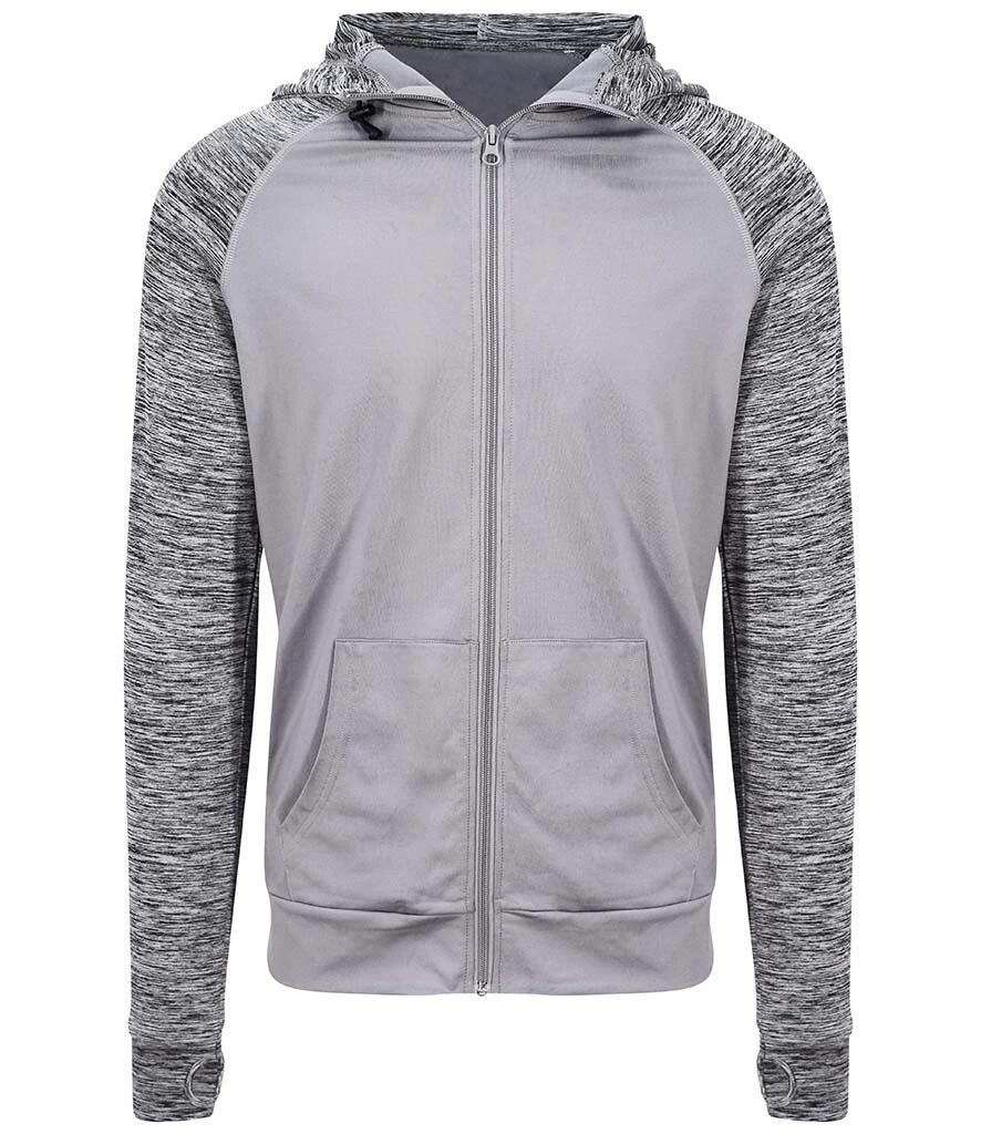 AWDis Cool Men’s Contrast Zoodie Full Zip Training Hoodie - Dark Grey ...