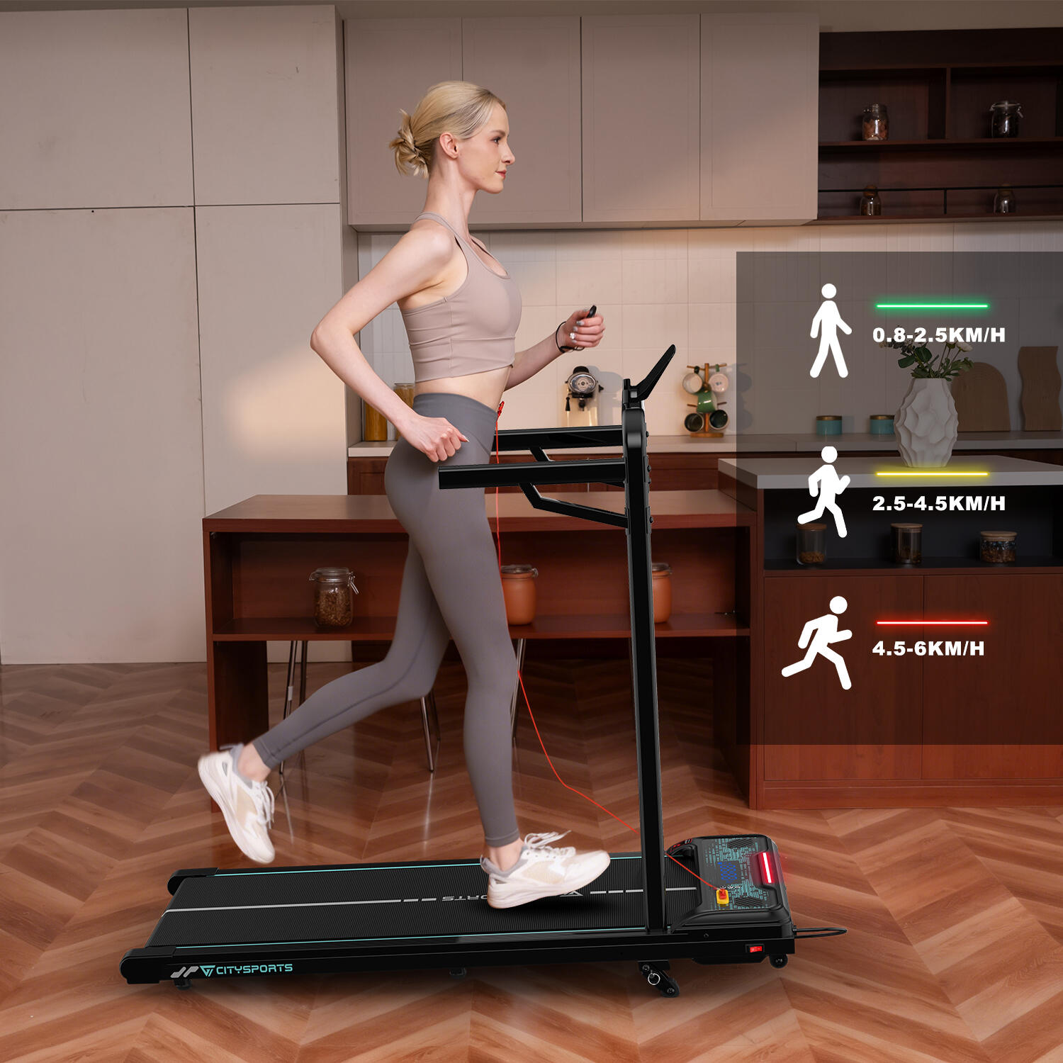 Laufband mit 13,41 % Steigung. 440 W, 6,0 km/h, Bluetooth, abnehmbare ...