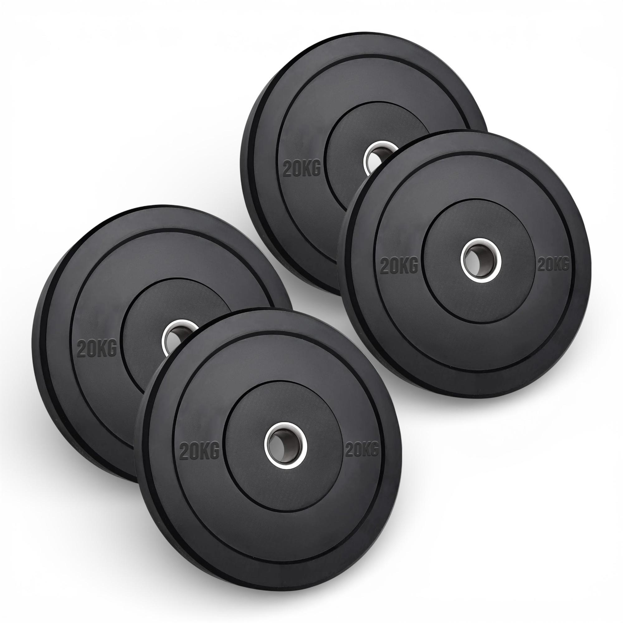4x Disco Olimpionico Bumper Gommato 20 KG Foro 50 mm Pesi Palestra (80 KG) MADICKS | Decathlon