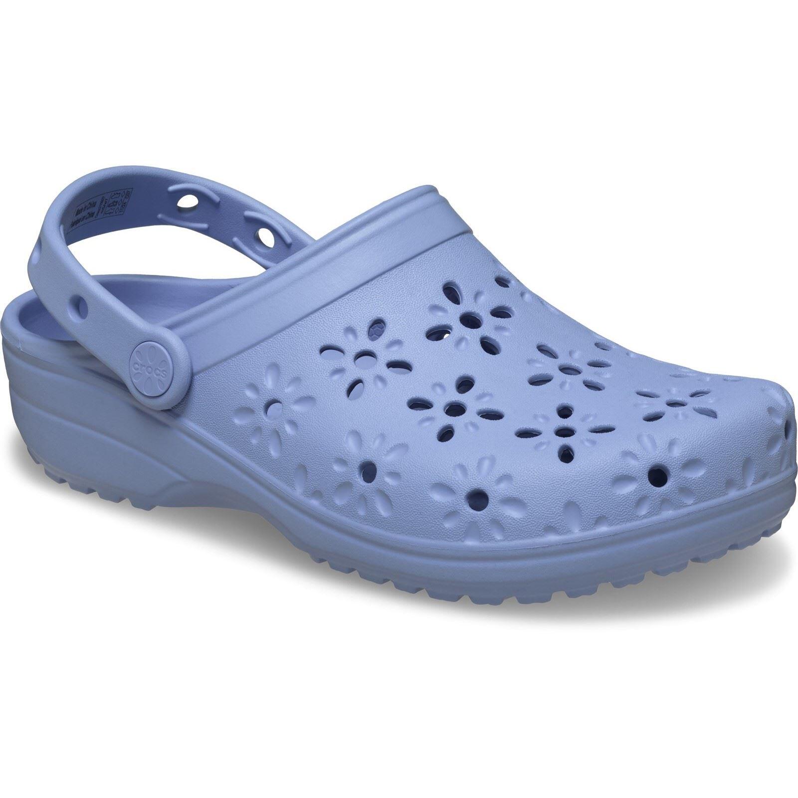 Crocs Classic Floral Cut Out Thermoplastic Women's Blue Haze Clogs ...