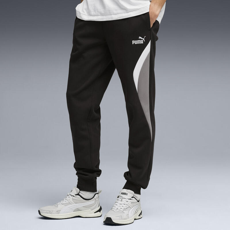PUMA - Pantalon bărbați colorblock talie elastică Essentials, negru ...