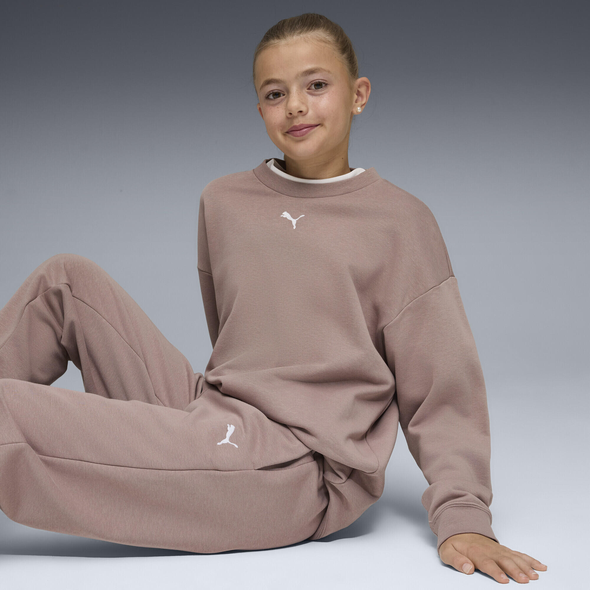 Tracksuit Puma Ess Cat Logo Oversized Tr Knitted Suit G, Pink, Kids ...