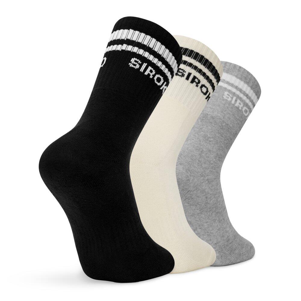 Men & Women Fitness Sports crew socks 3-pack Tribe Black SIROKO | Decathlon