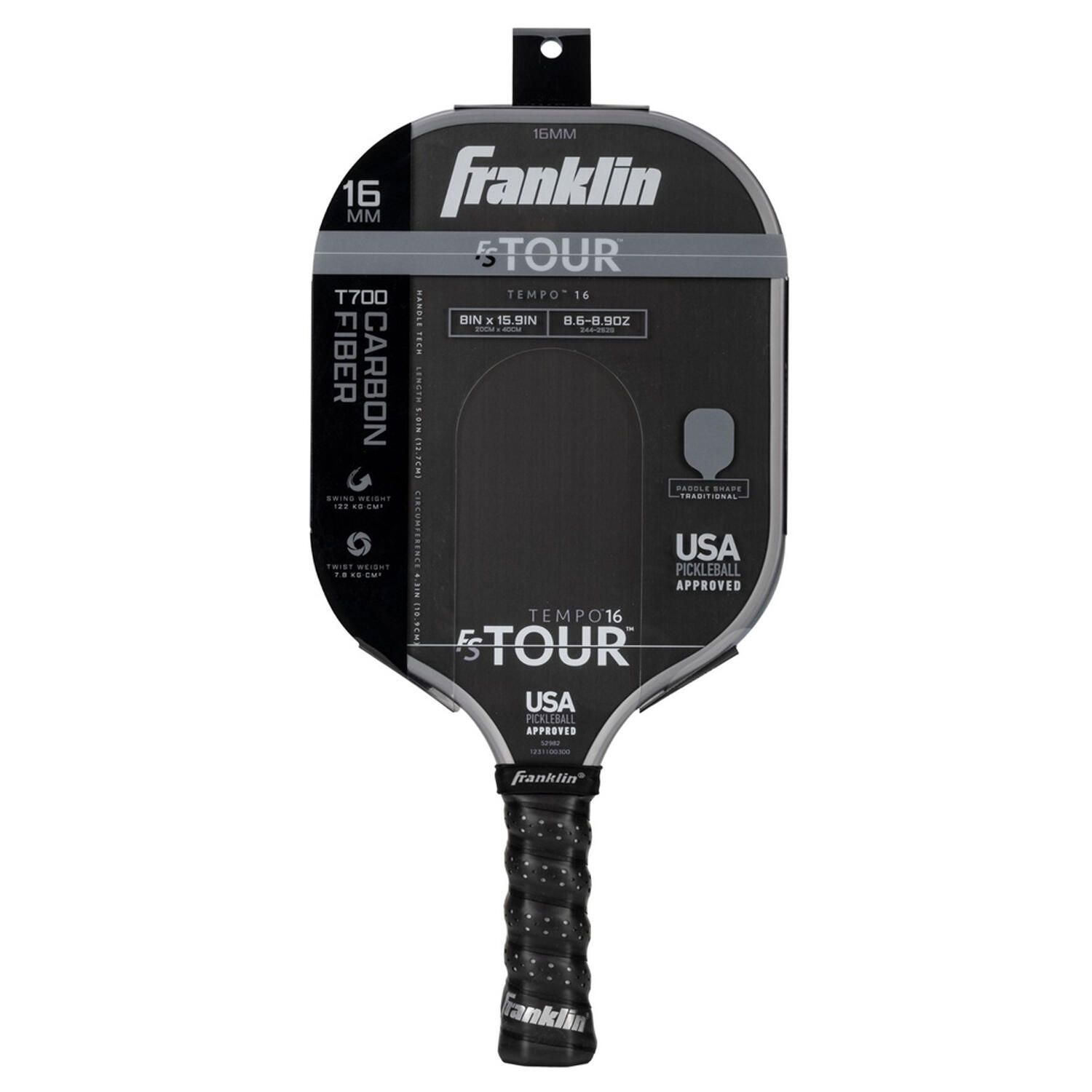 FS Tour Tempo Pickleball Paddle (Grey) 16mm FRANKLIN | Decathlon