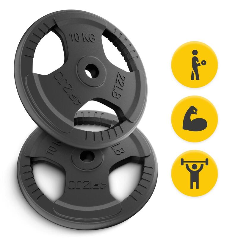 4FIZJO - Set culturism din fontă 20 kg + bară dreaptă 180 cm | Decathlon