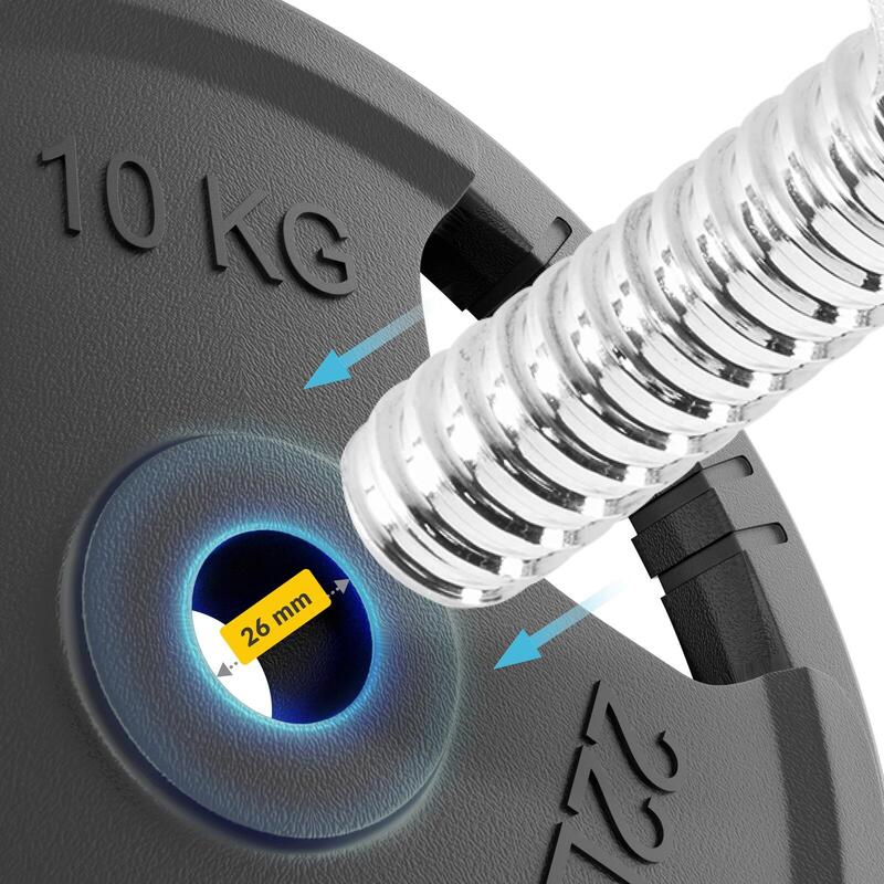 4FIZJO - Set culturism din fontă 20 kg + bară dreaptă 180 cm | Decathlon
