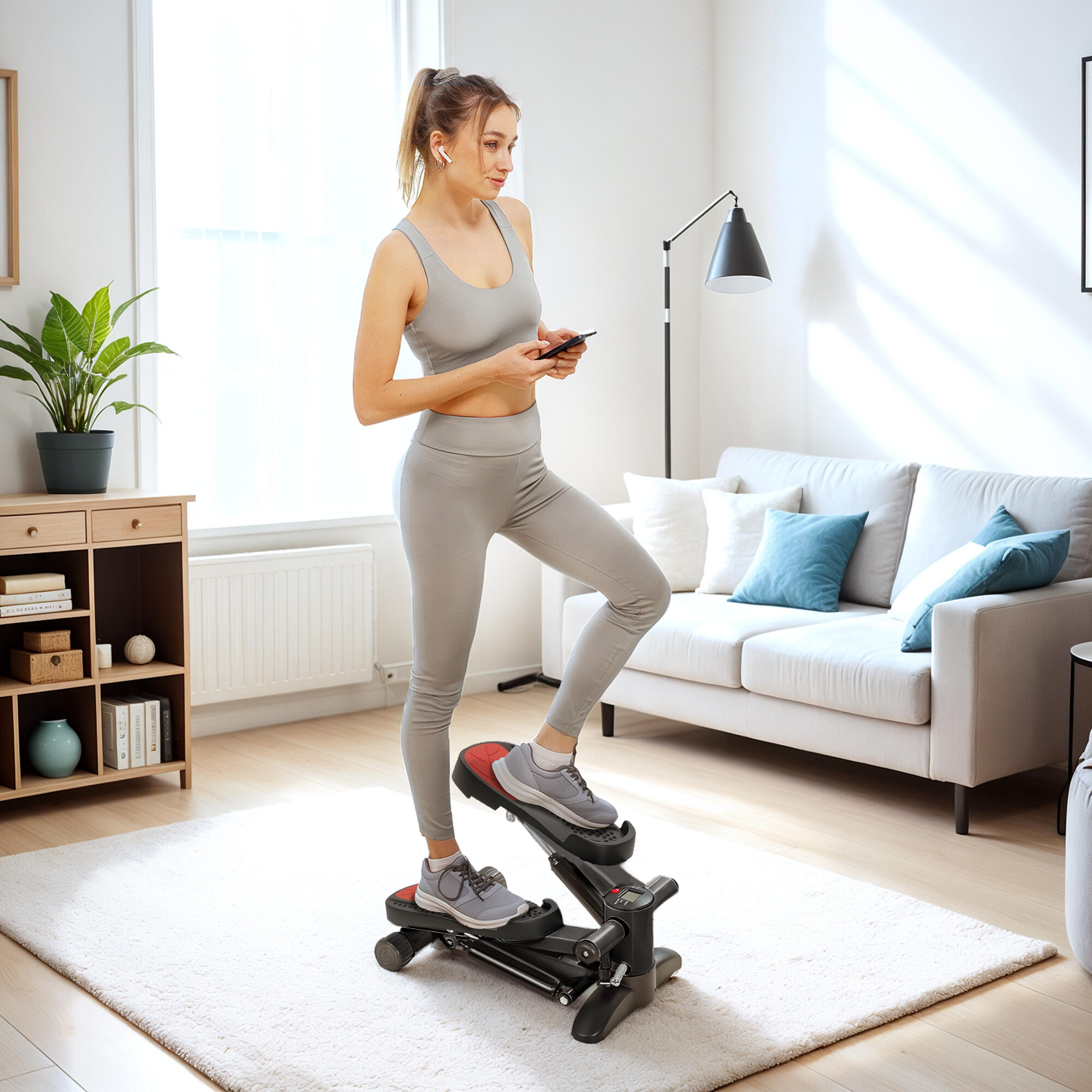 SPORTNOW Compact Stepper voor Training, Fitness-Stepper met LCD-monitor ...
