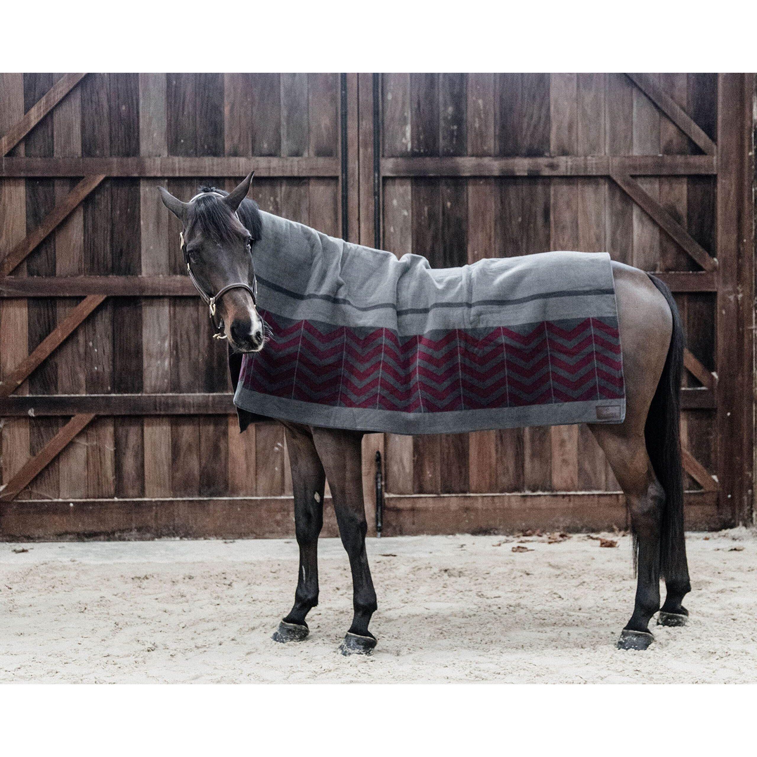 Heavy Fleece rug square fishbone grey/bordeaux 140x160cm KENTUCKY ...