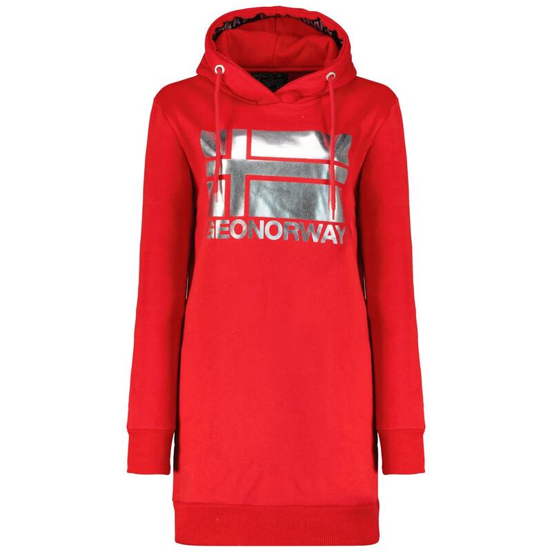 Długa bluza damska z kapturem Geographical Norway Fabienne Red DB Lady ...