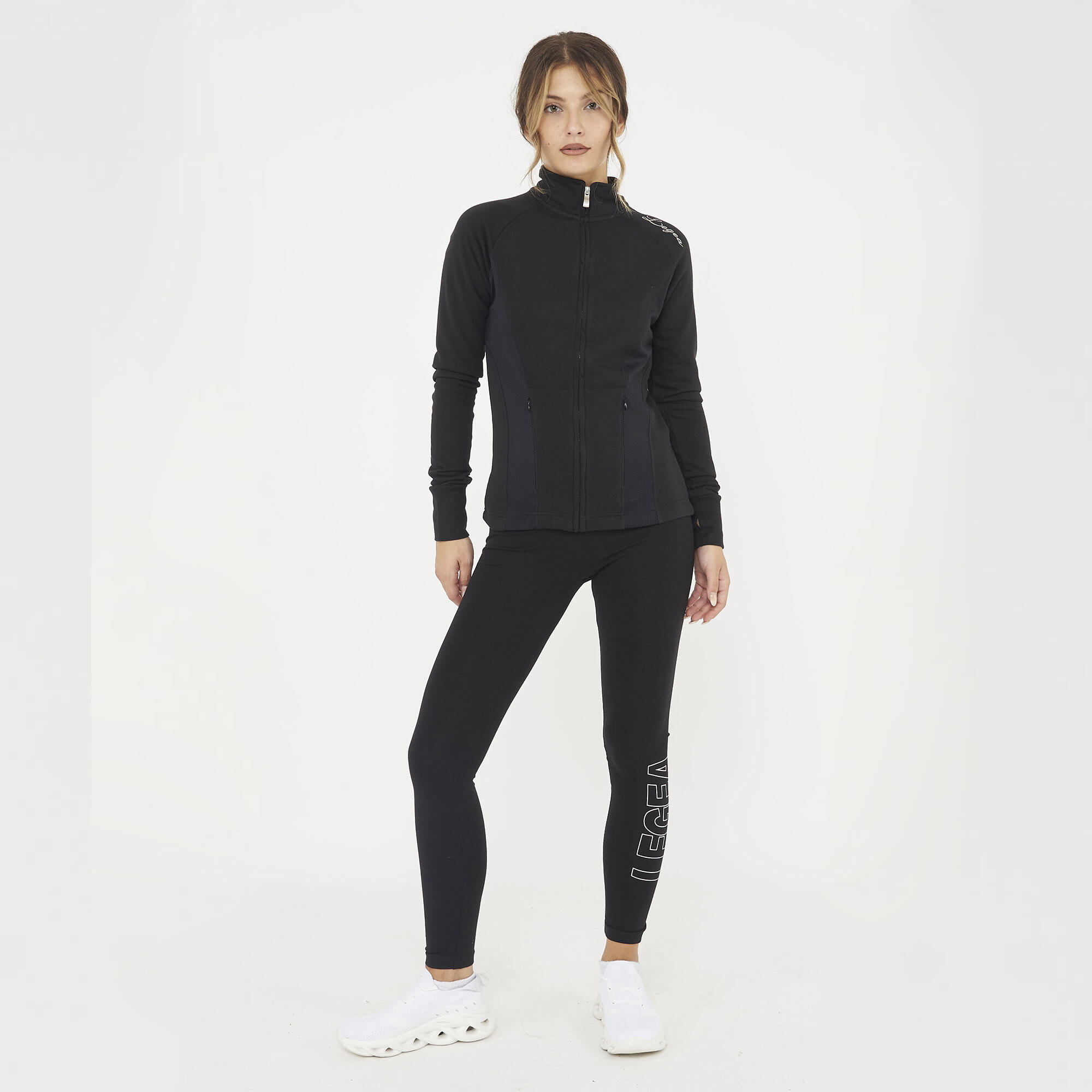 Dames Training Sweat met Capuchon en Rits Dafne Zwart | Decathlon