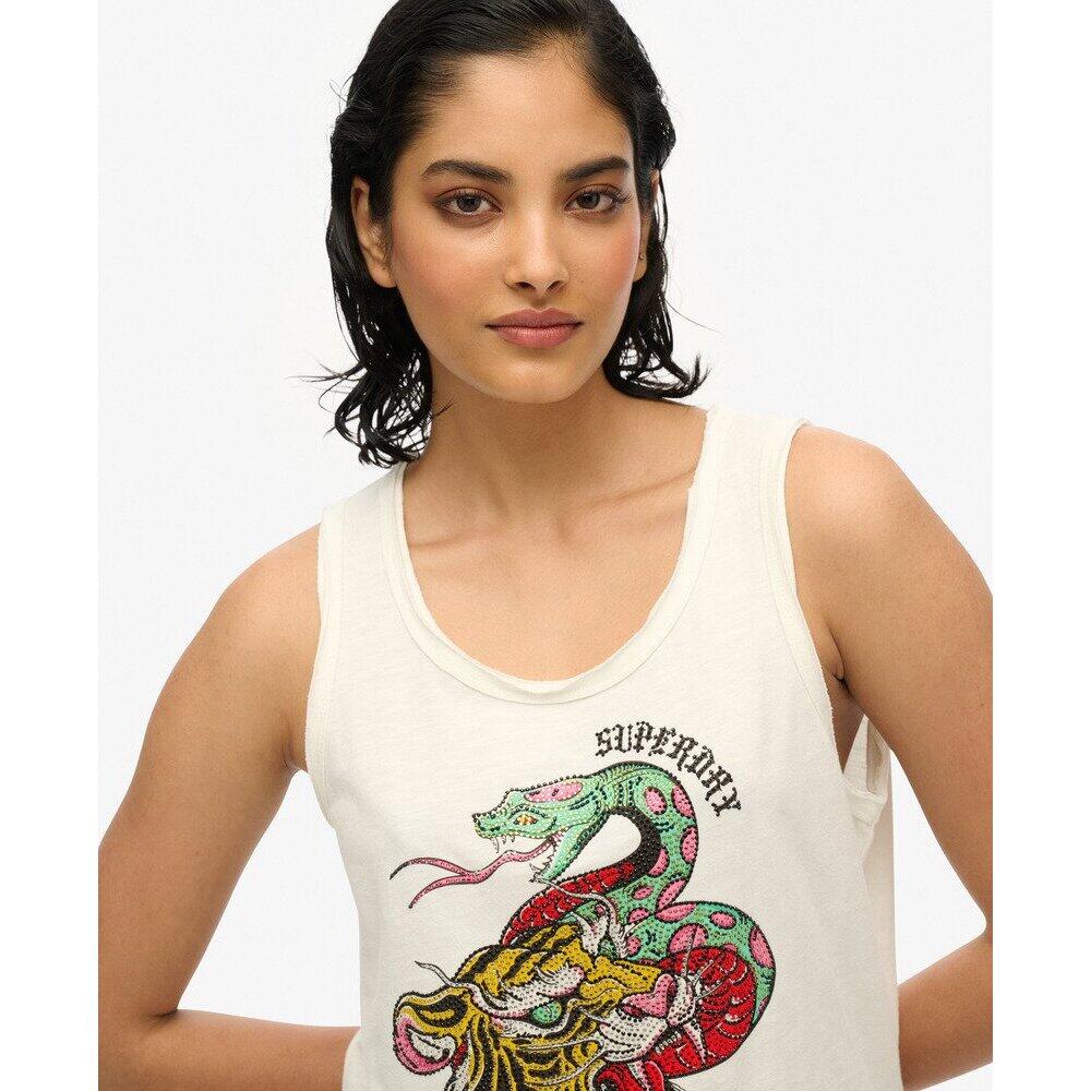 Dames tanktop met een diepe halslijn Superdry Neo Trad Tattoo | Decathlon