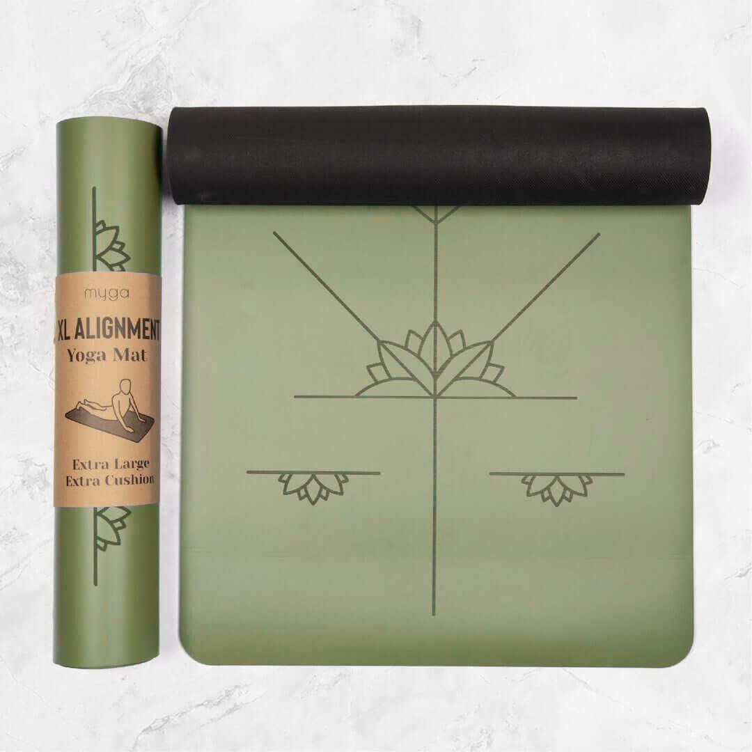 Yoga Ausrichtungs-Matte - Moosgrün | Decathlon