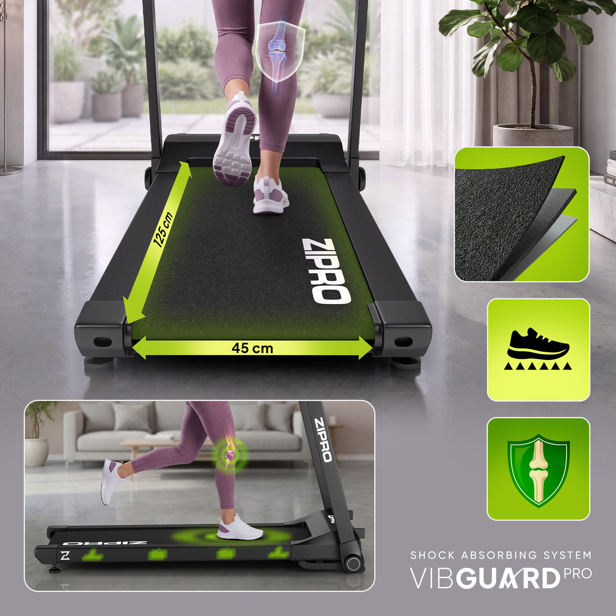 Tapis de course pliant Zipro Ramble 125 x 45 cm compact 16 km/h ...